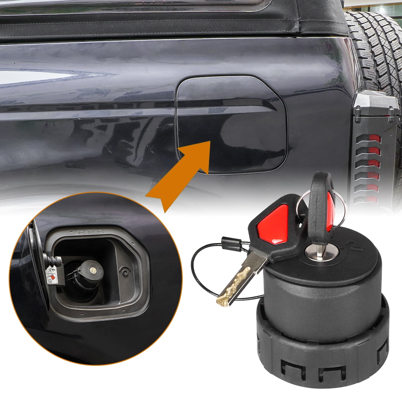 AUFER Locking Fuel Tank Gas Cap with Keys BLACK For Ford Bronco 2/4Door ...