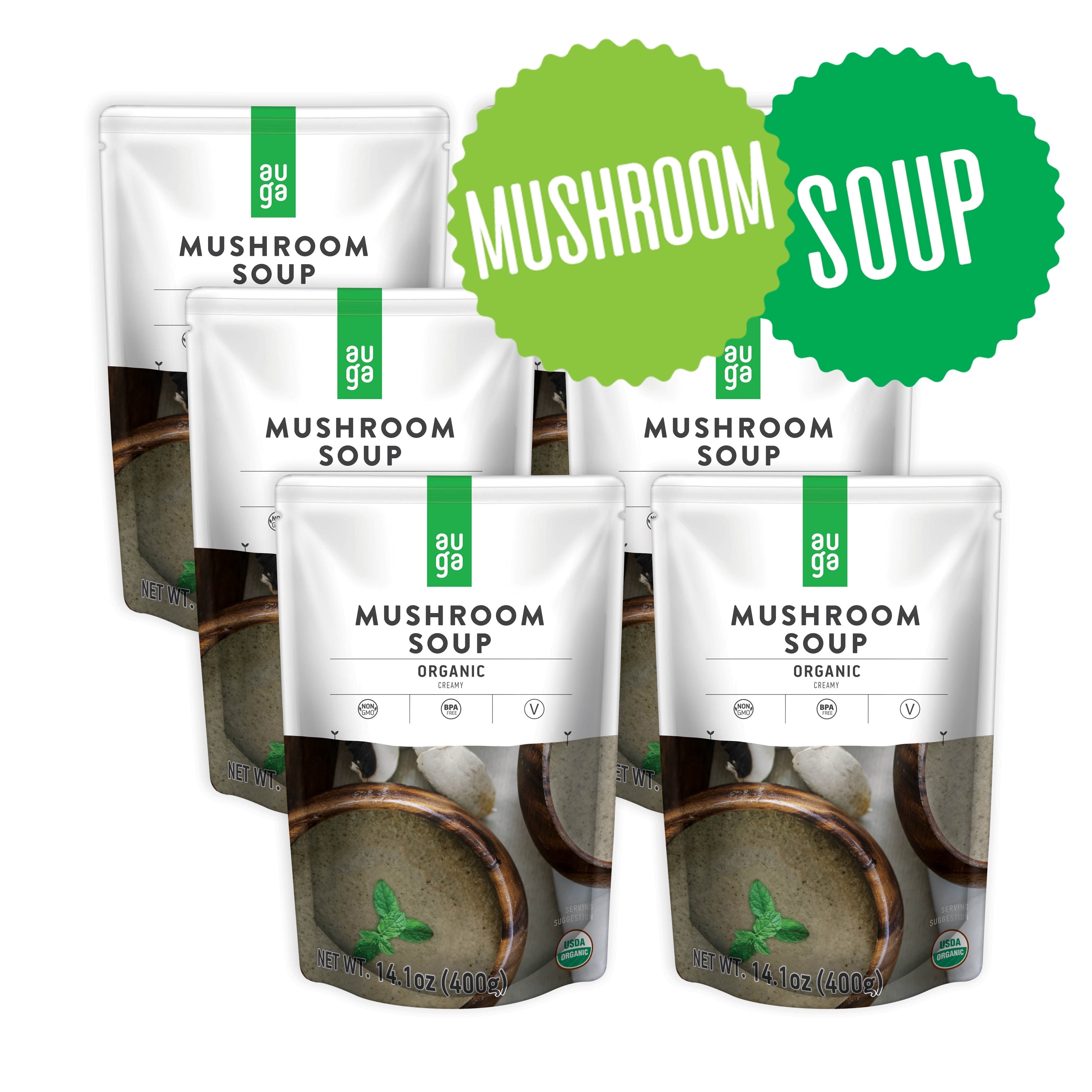 AUGA Organic Creamy Mushroom Soup, 14.1oz (6-pack), USDA Non-GMO ...
