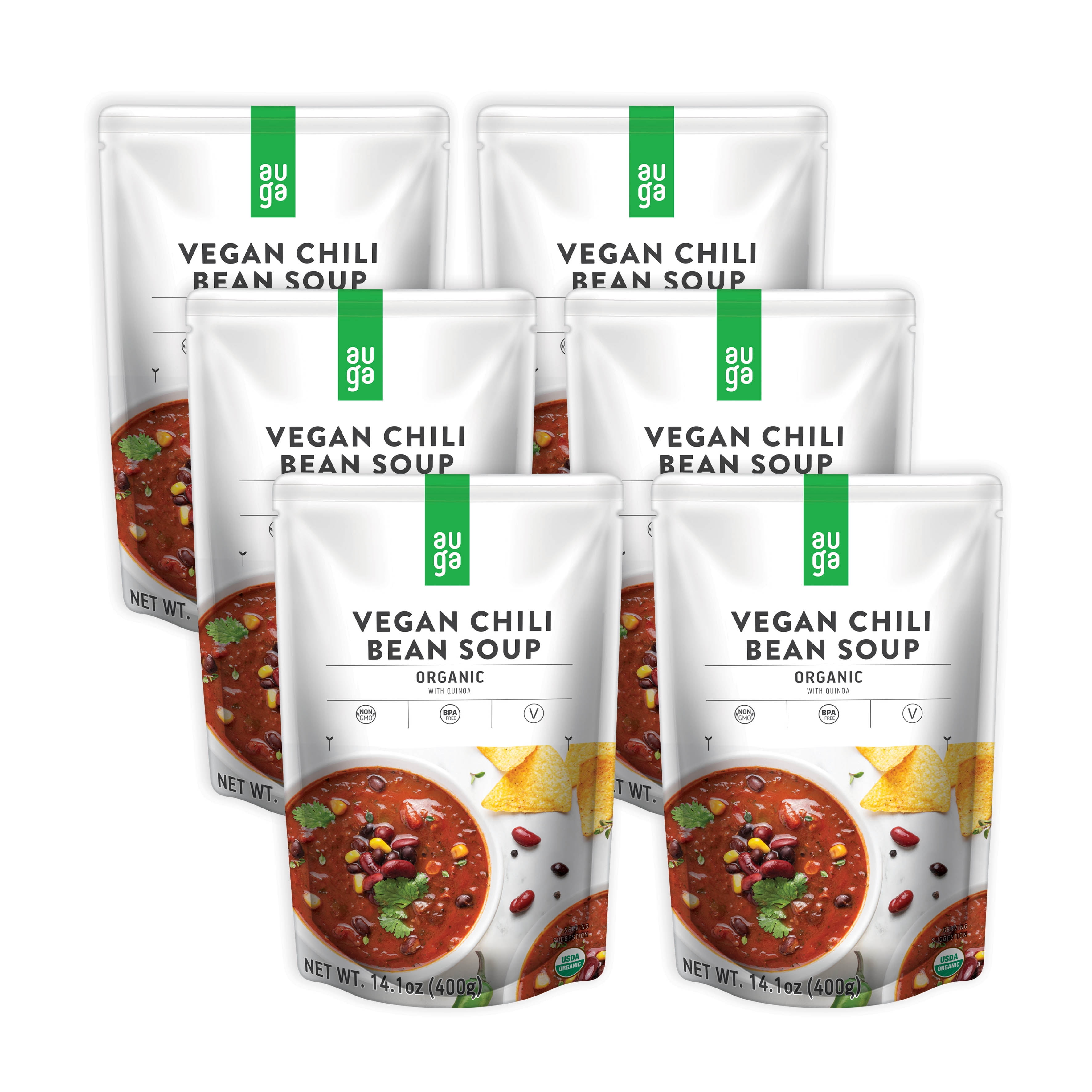 AUGA Organic Chili Bean Soup, 14.1oz (6-pack) Vegan Plant Based ...