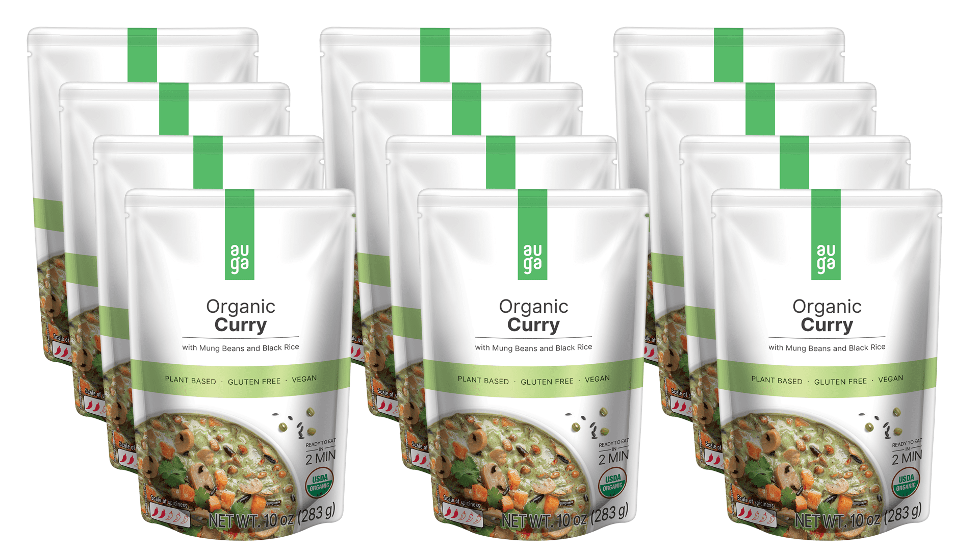 AUGA Organic Green Curry Meal, 10oz (12-pack) Vegan Plant Based ...