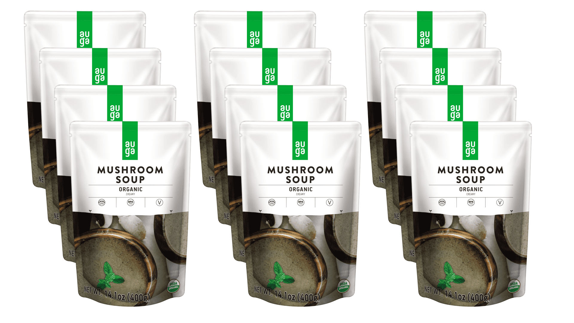 AUGA Organic Vegan Mushroom Soup, 14.1oz (12-pack), Non-GMO, Gluten ...