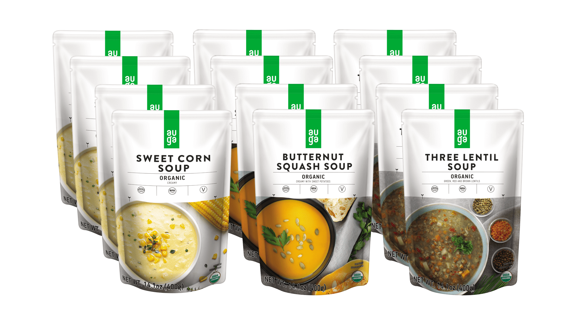 AUGA Organic Vegetable Soup Variety Bundle, 14.1oz (12-pack) (Butternut ...