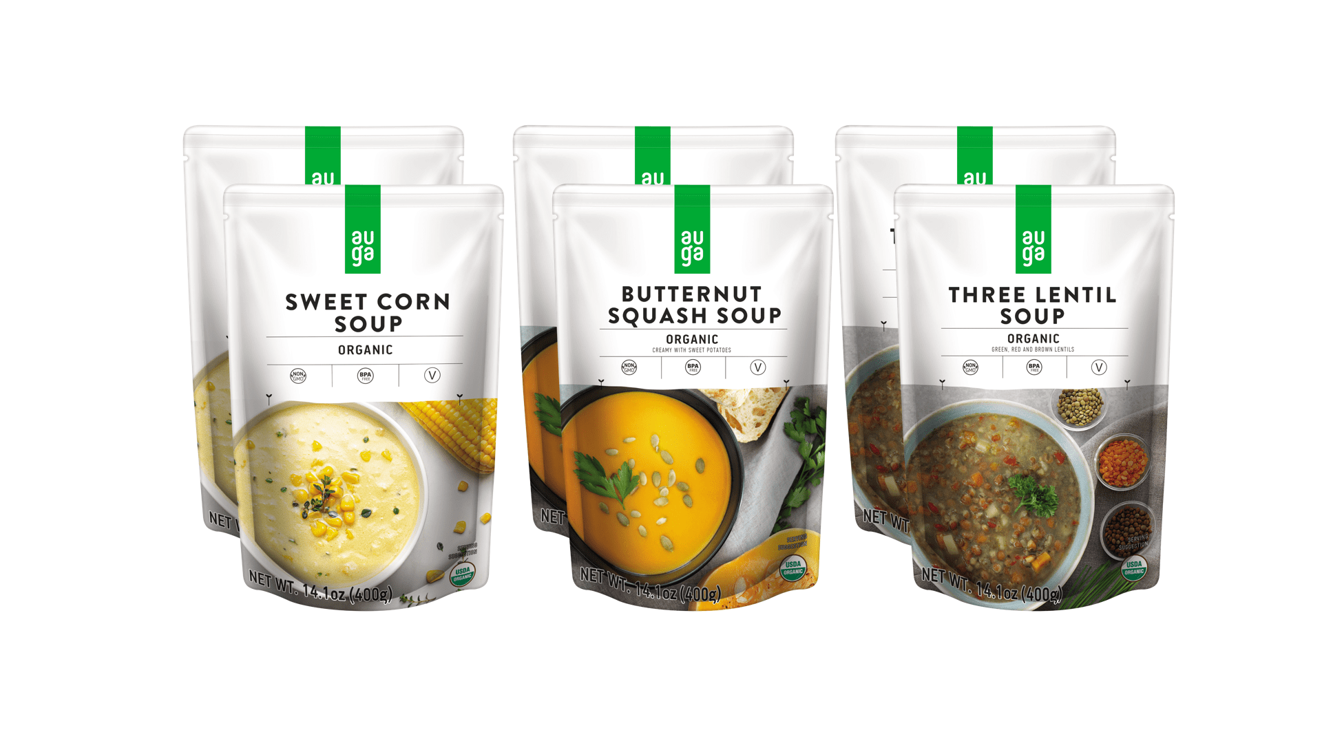 AUGA Vegetable Soup Bundle, 14.1oz (6-pack) (Butternut Squash, Three ...