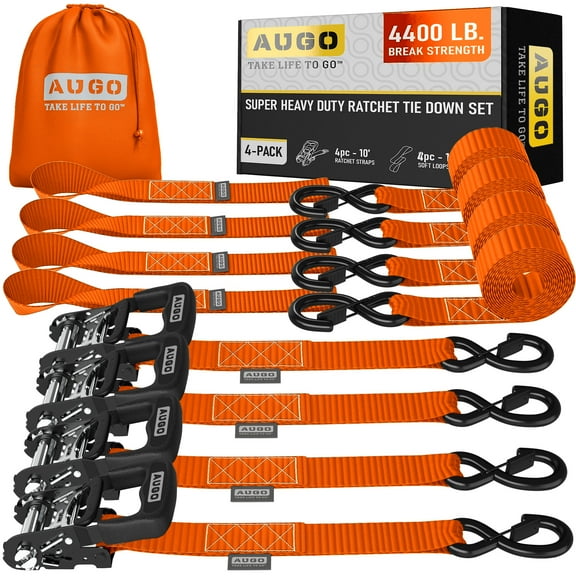 Ratchet Straps & Soft Loops - of 4 Extra 1.5" by 15' Ratchet Straps w/S ...