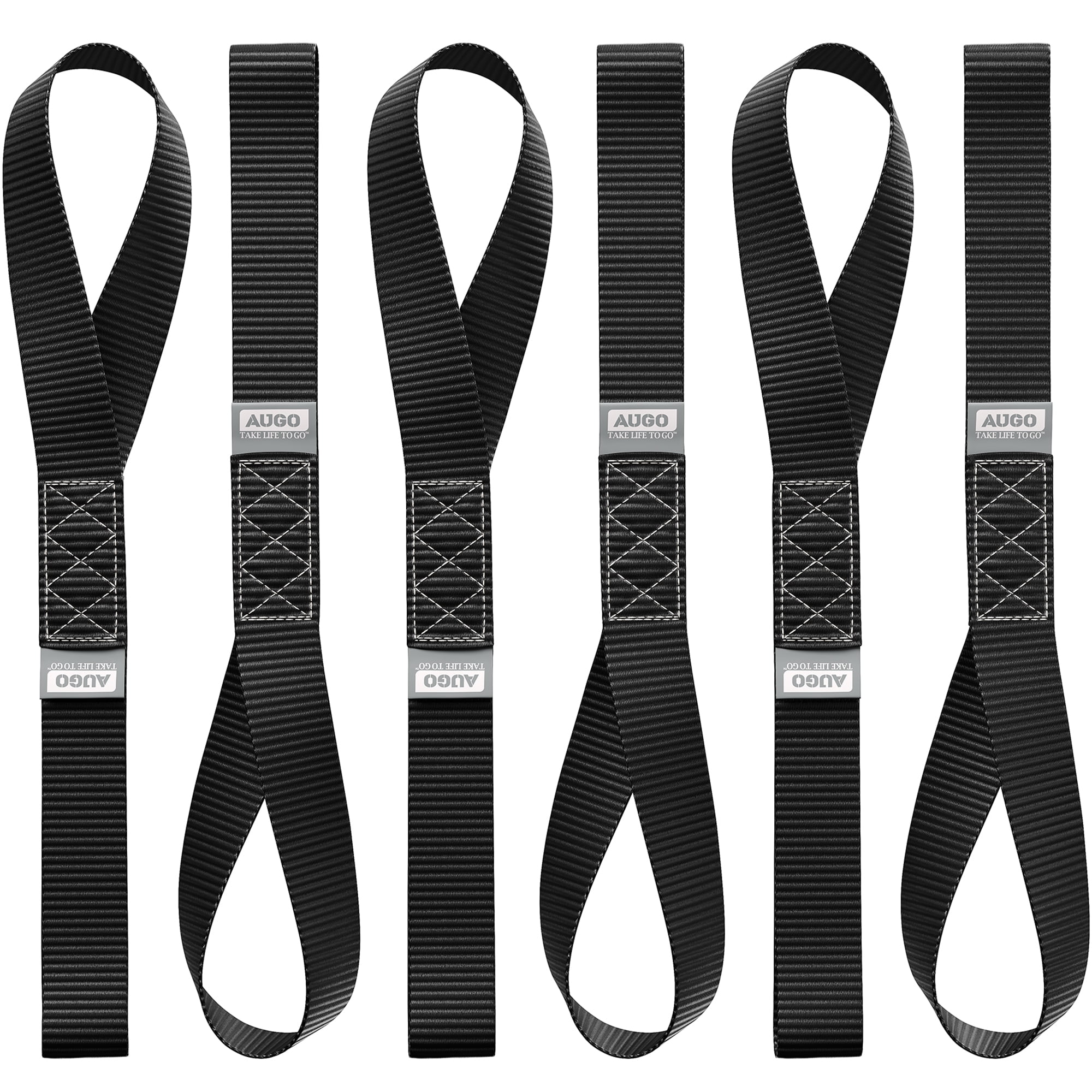 AUGO Heavy Duty Soft Loops –Pack of 6-1.5” x 17” Tie Down Anchor Straps for Use w/Ratchet Strap ...