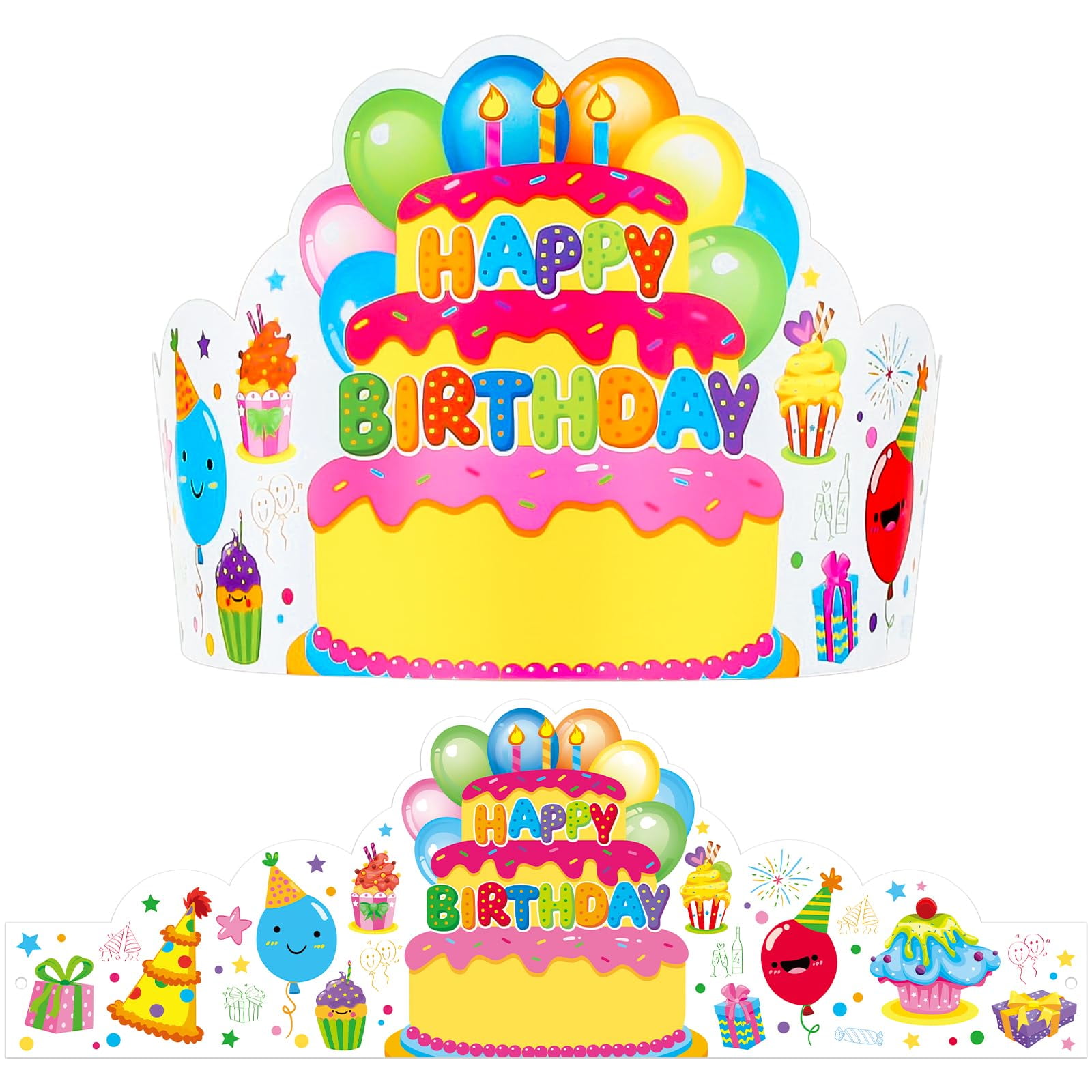 AUGTHEEP 36 Pack Birthday Crowns for Kids Classroom - Colorful Paper ...