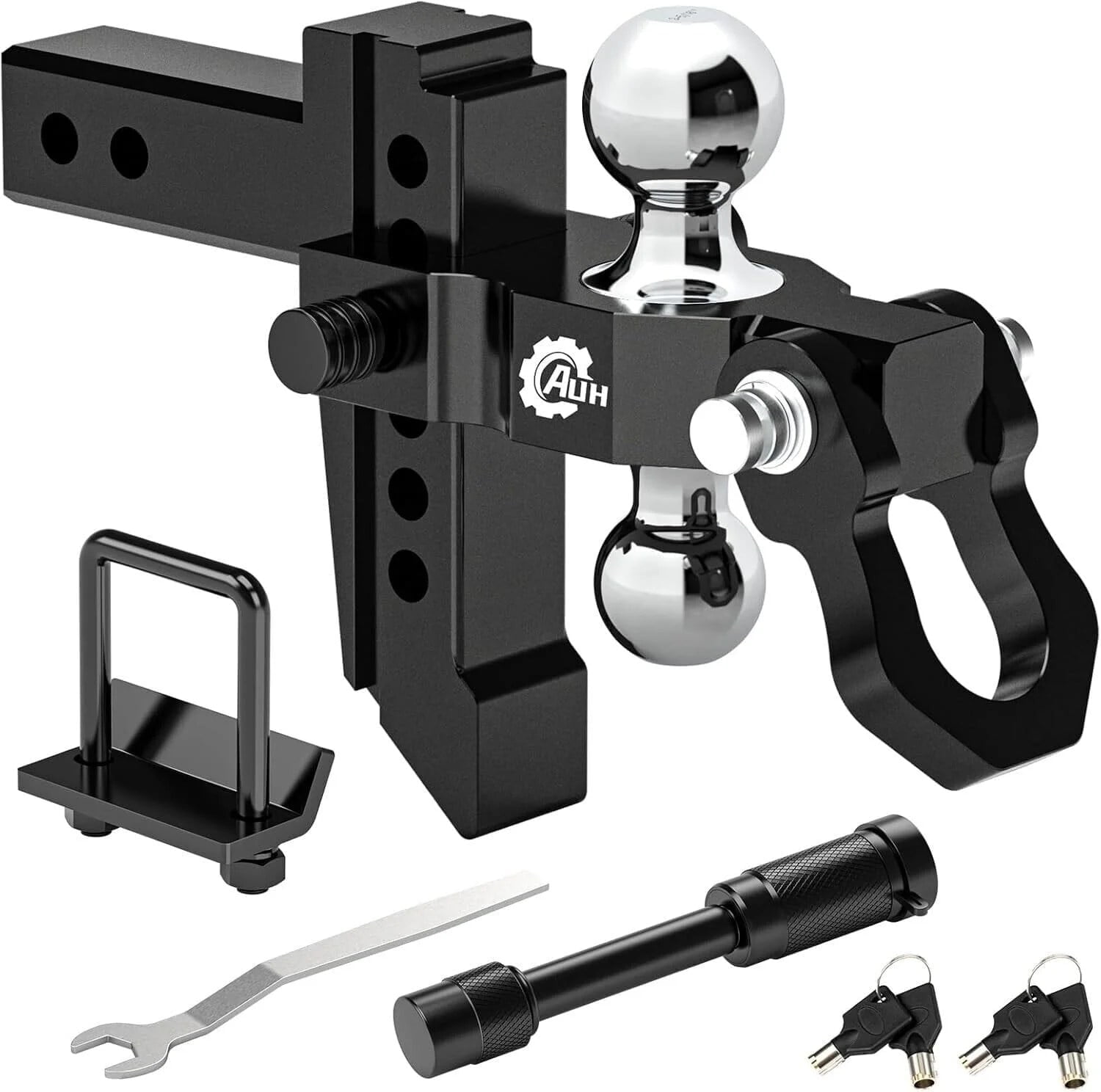 AUH Adjustable Trailer Hitch 2" Receiver 6" Drop Alloy Steel Hitch with ...