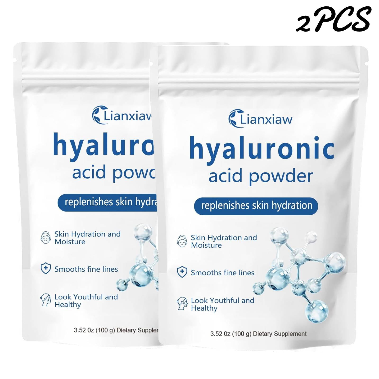 AUHHCT Water Soluble Hyaluronic Acid Powder, Replenishes Skin ...