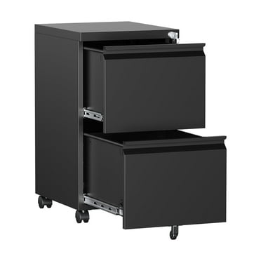 2 Drawer Mobile File Cabinet with Lock, Fully Assembled Rolling File ...