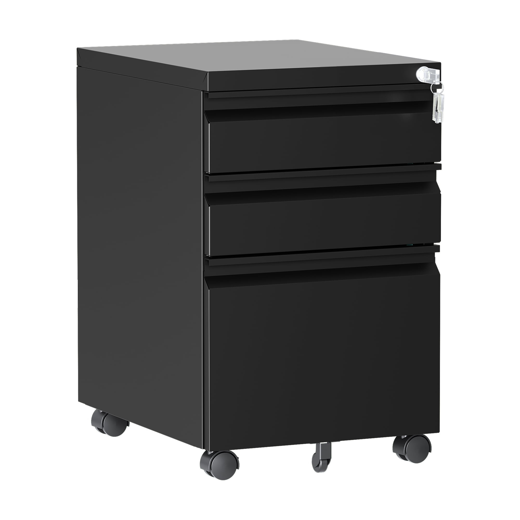 AUHUP 3 Drawer Mobile File Cabinet with Lock, Metal Filing Cabinet with ...