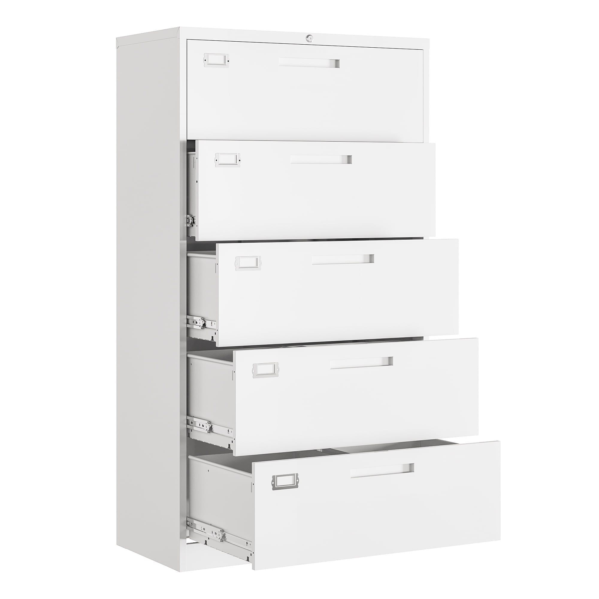 AUHUP 5 Drawer File Cabinet with Lock, Metal Lateral Filing Storage ...