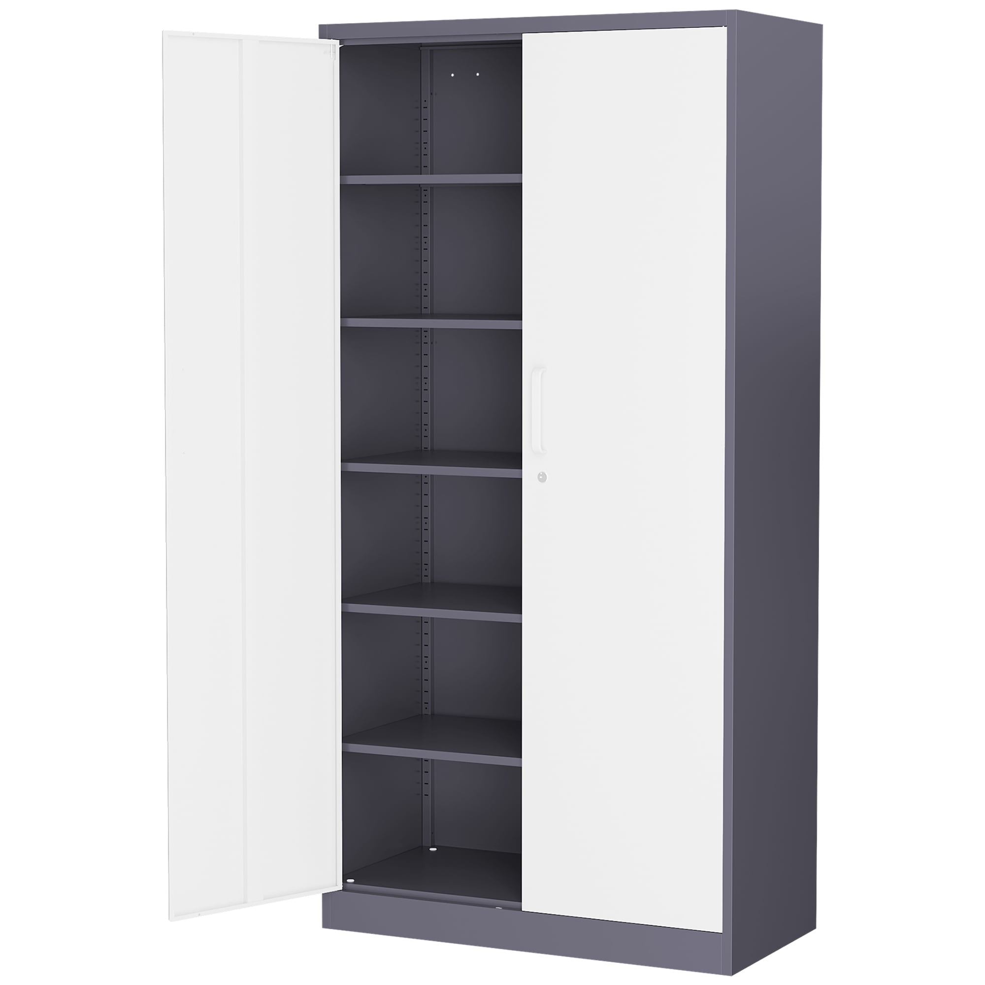 AUHUP 72" Metal Cabinet with Locking Doors and 5 Adjustable Shelves ...