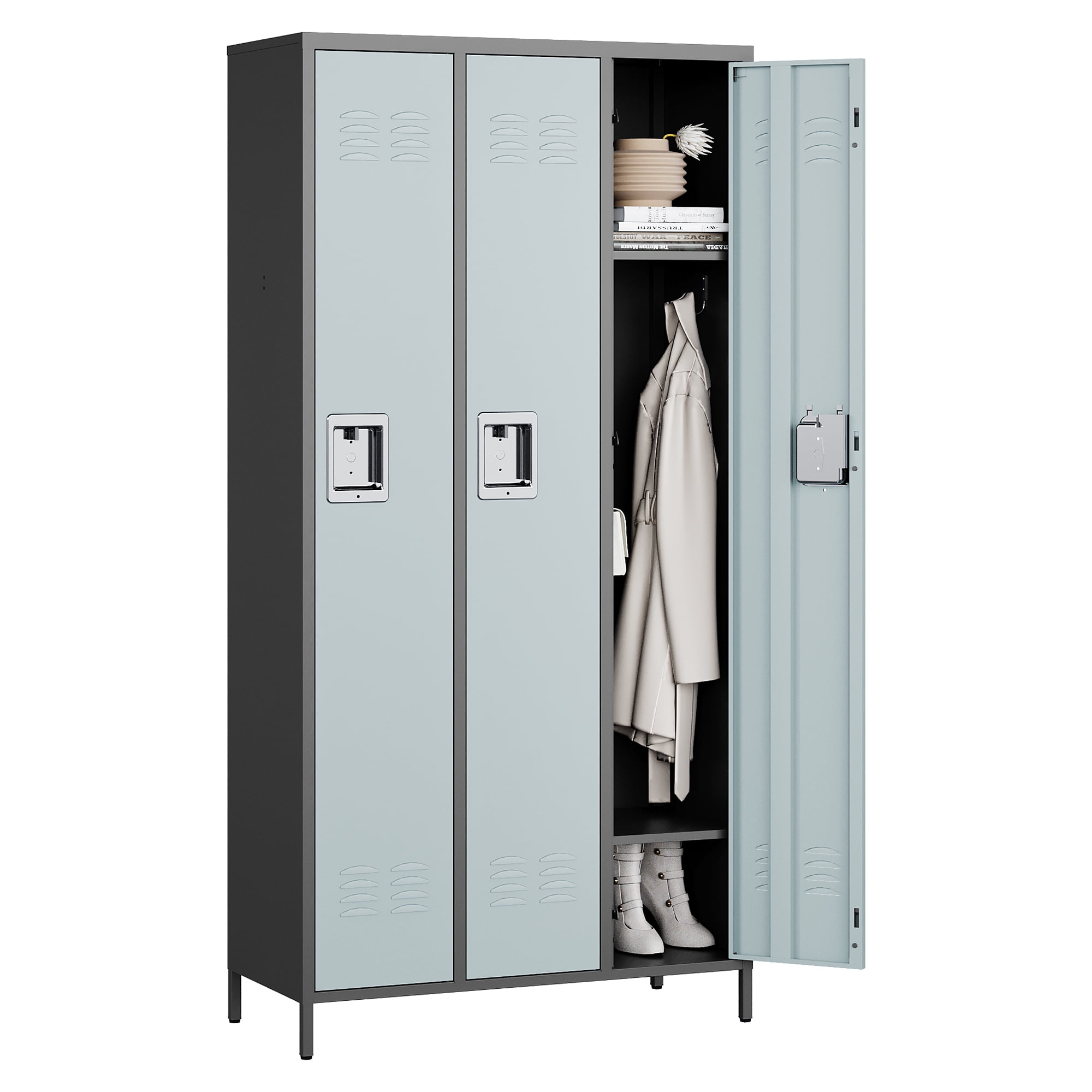 AUHUP Metal Locker for Employees with Hooks, Industrial Steel Storage ...