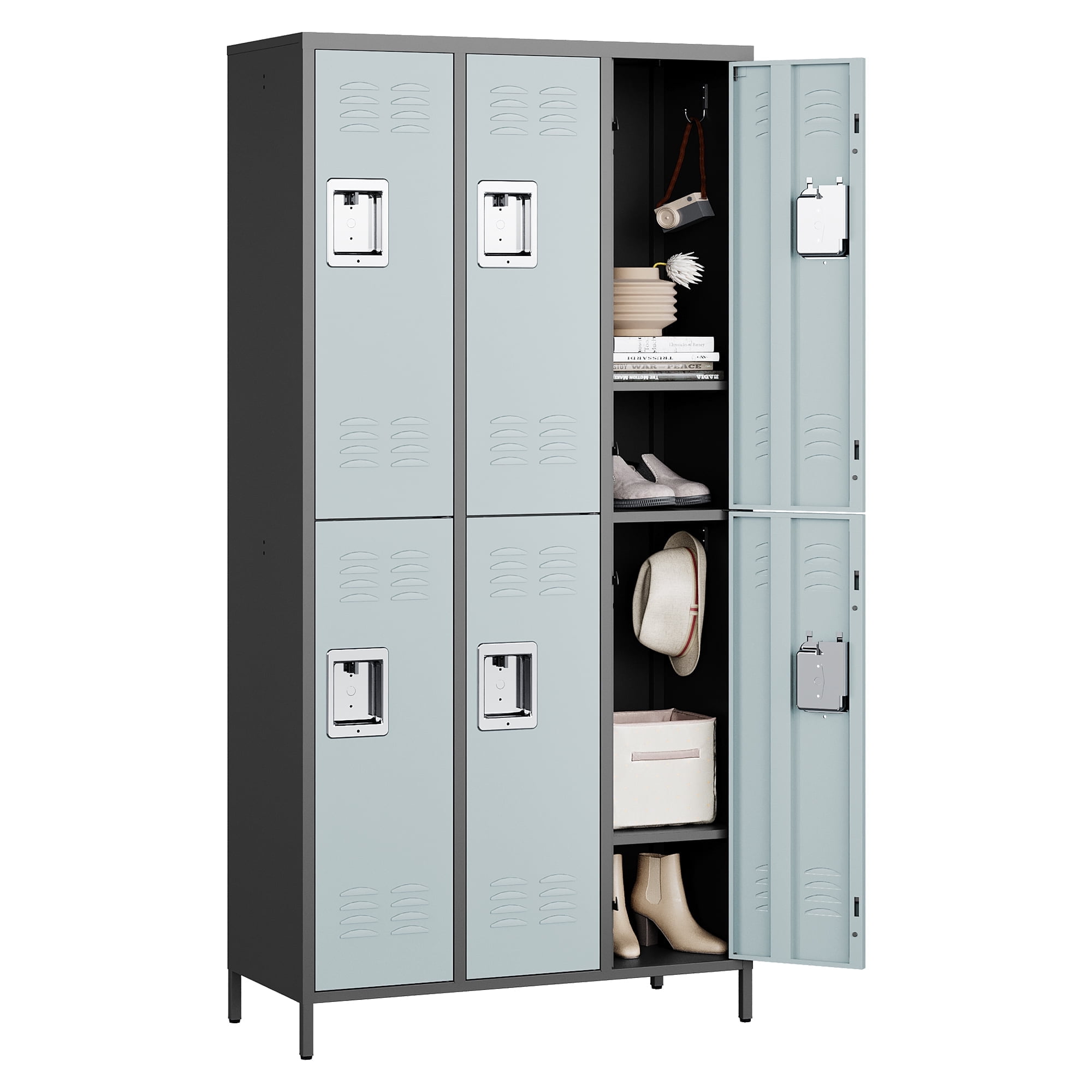 AUHUP Metal Locker for Employees with Hooks, Industrial Steel Storage ...