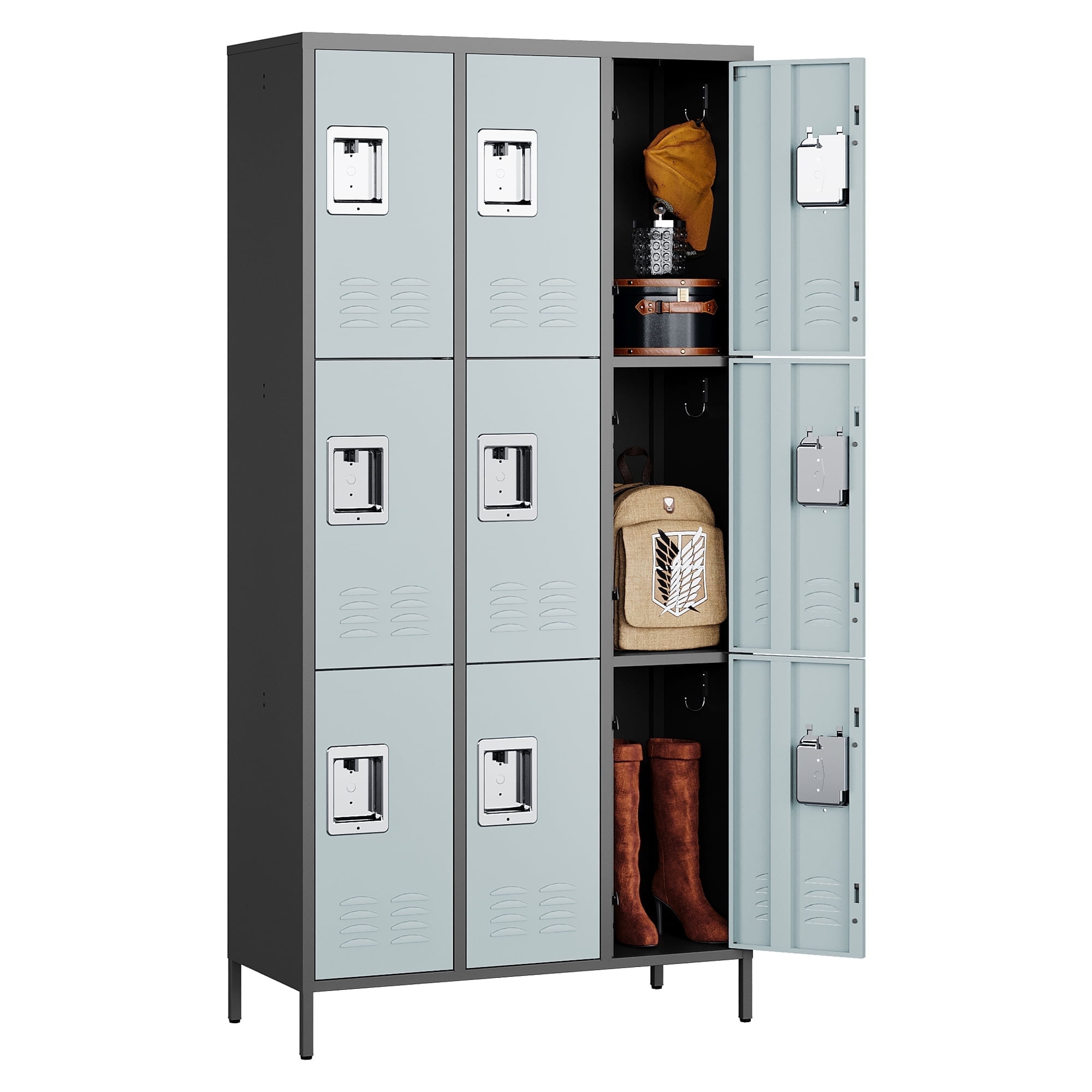 AUHUP Metal Locker for Employees with Hooks, Industrial Steel Storage ...
