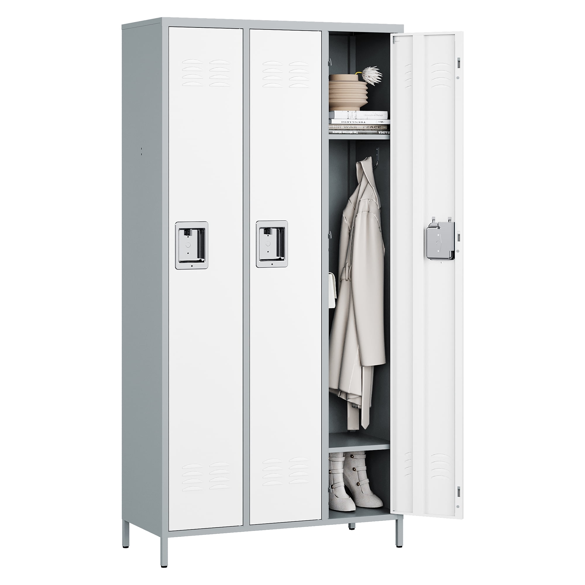 AUHUP Metal Locker for Employees with Hooks, Industrial Steel Storage ...