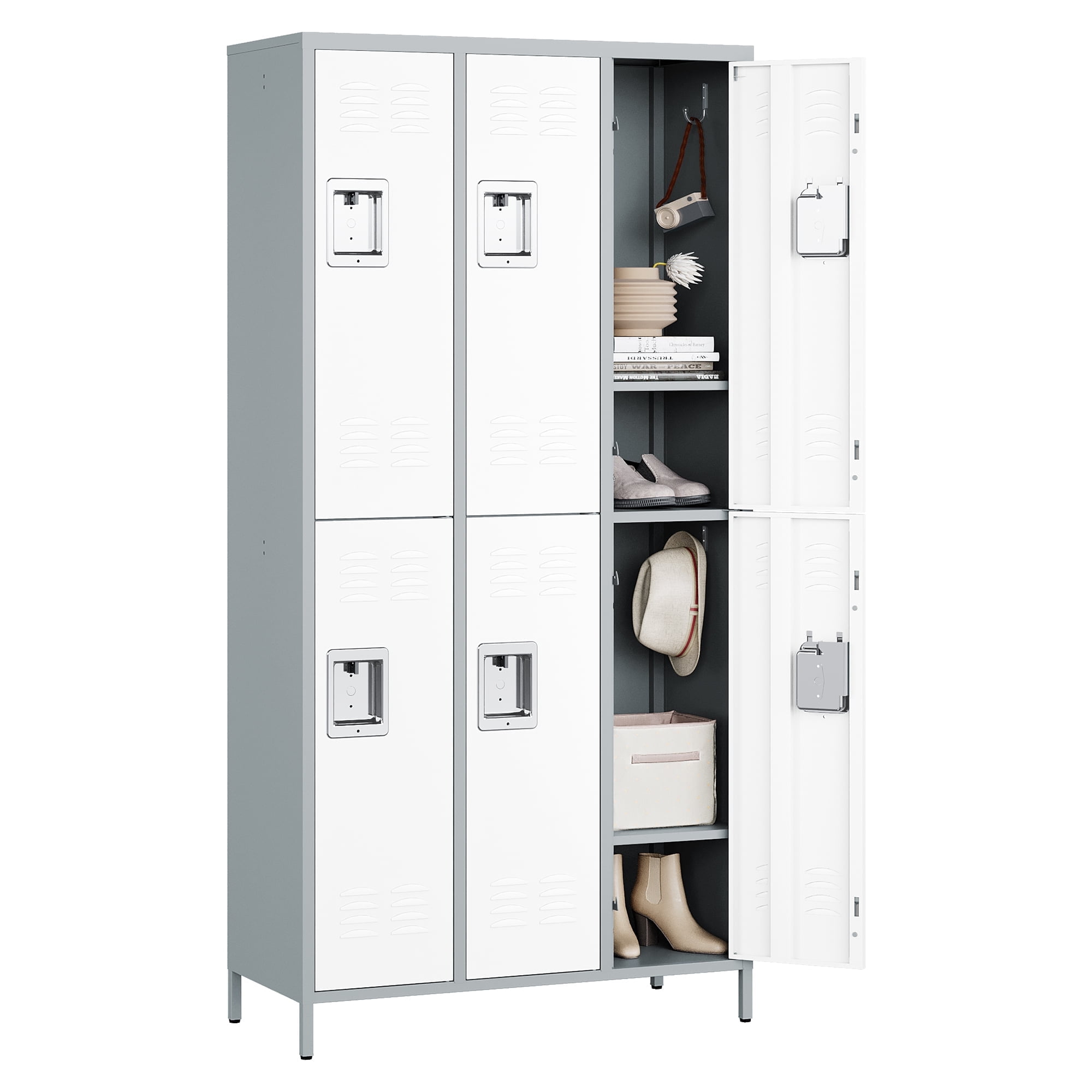 AUHUP Metal Locker for Employees with Hooks, Industrial Steel Storage ...