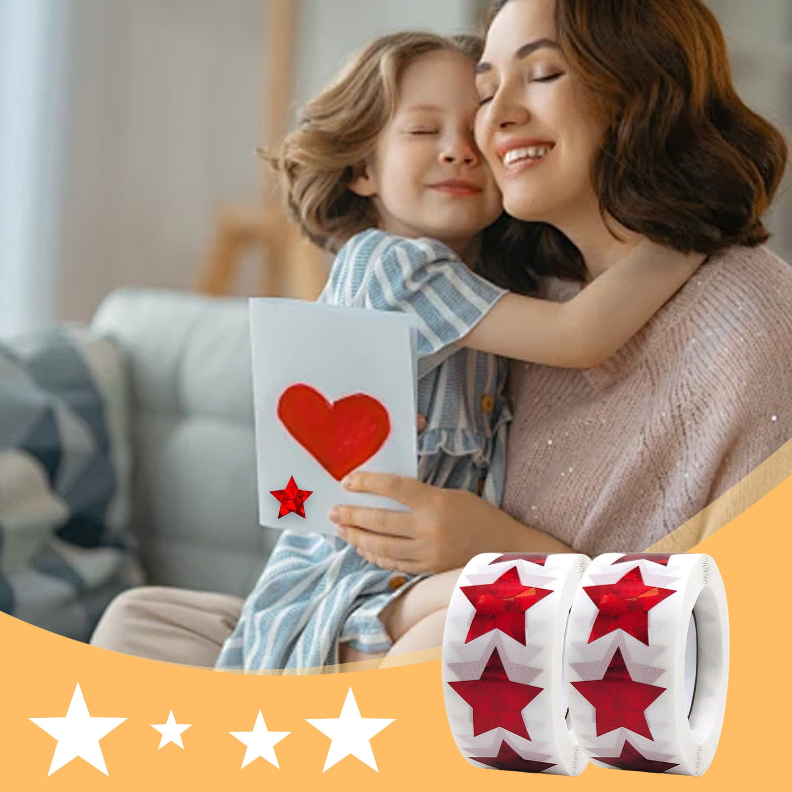 AUHomi 1000 Labels Red Glitter Star Stickers, 1 inch Cute Star Stickers ...