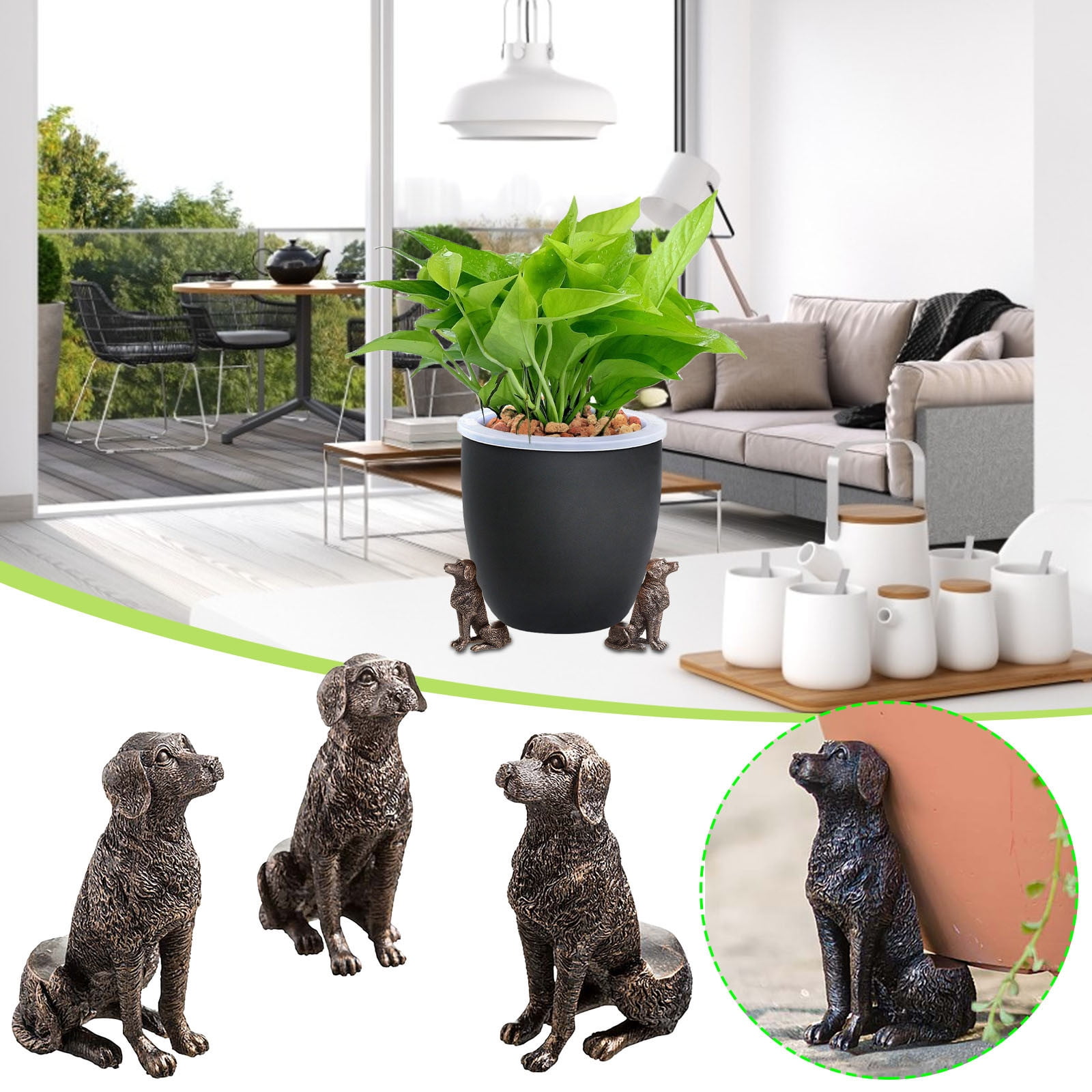 AUHomi 3 Pcs Cute Collie Dog Flower Pot Feet, Resin Flower Pot Feet ...