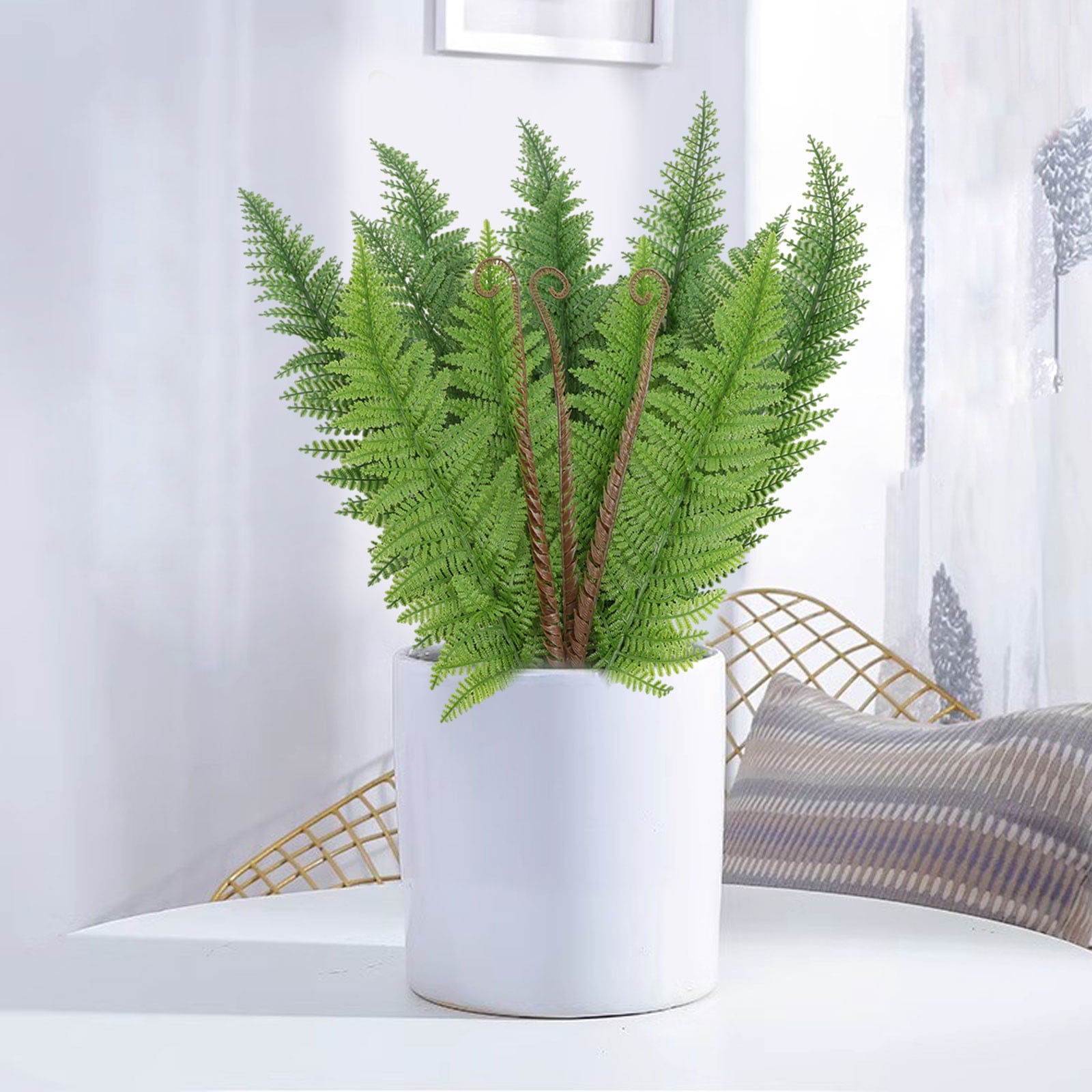 AUHomi Artificial Fern Plants, 1Pcs 22 Inch Fake Boston Fern Faux ...