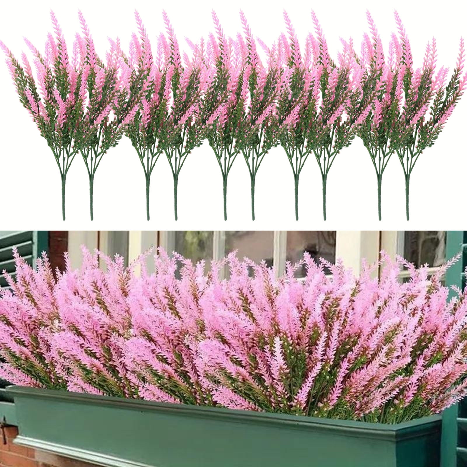 AUHomi Artificial Pink Lavender, 10 Bushes Fake Artificial Flower, for ...