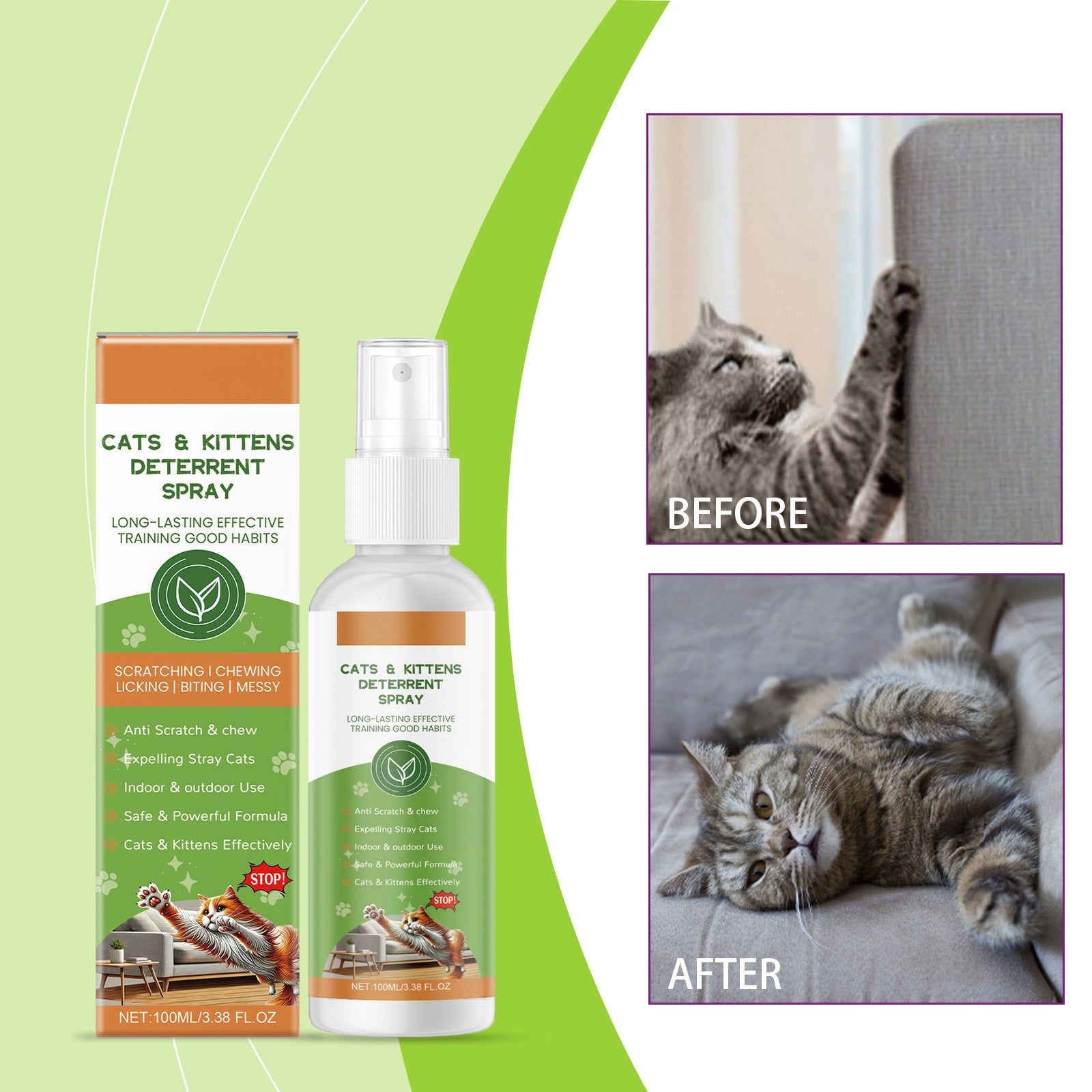 AUHomi Cat Deterrent Spray, Natural Cat Repellent Spray for Furniture ...
