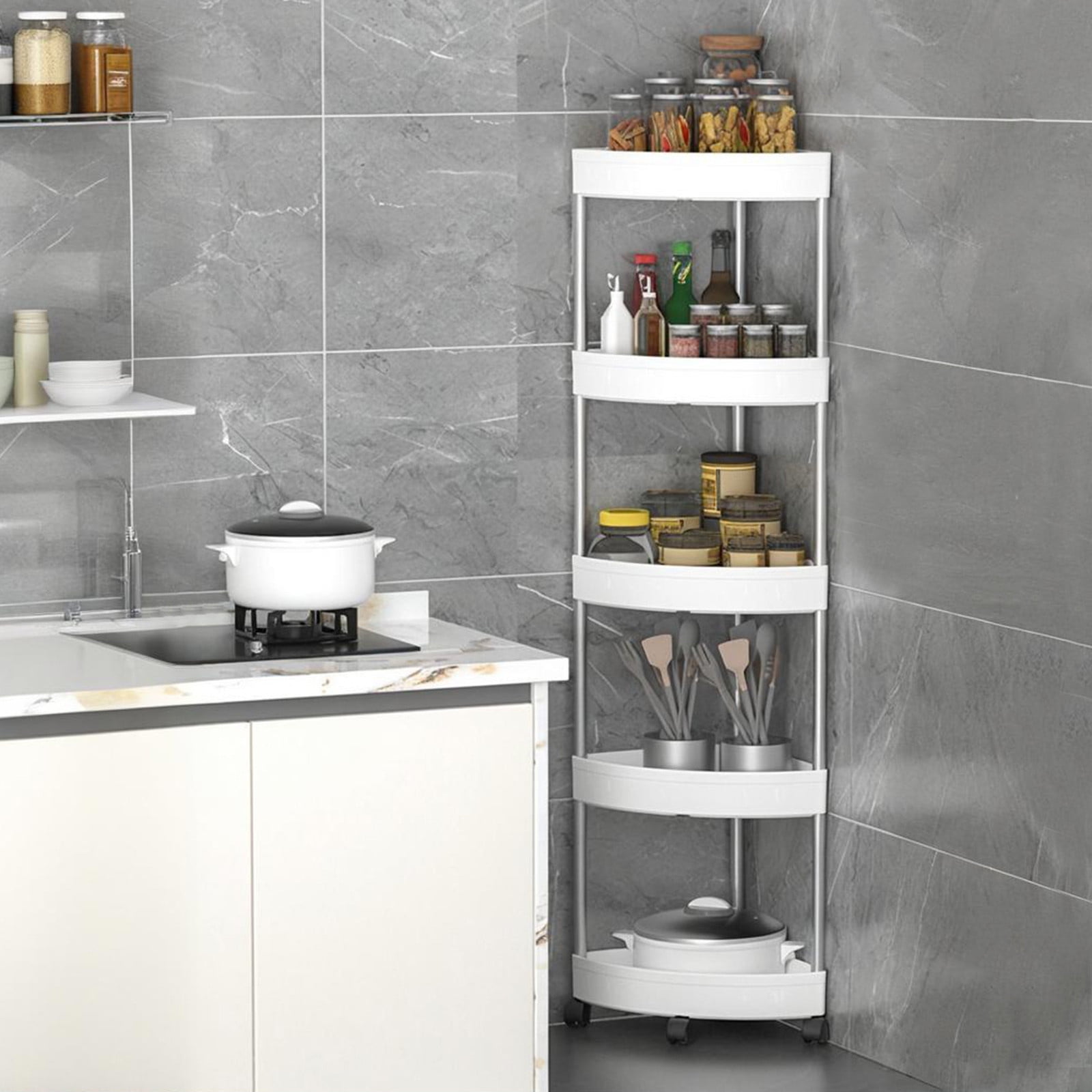 AUHomi Corner Shower Caddy Standing, 4-Tiers Rotating Shower Organizer ...