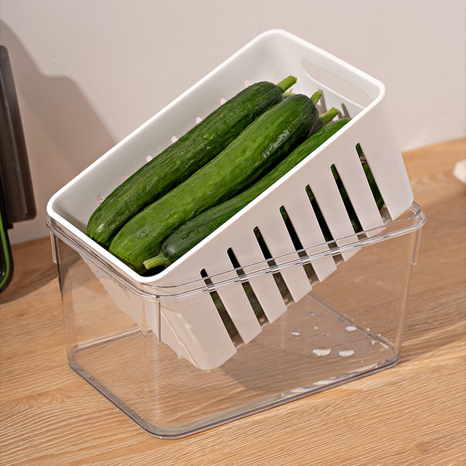 AUHomi Large Capacity Food Grade Draining Insert Sealed Fresh Keeping ...