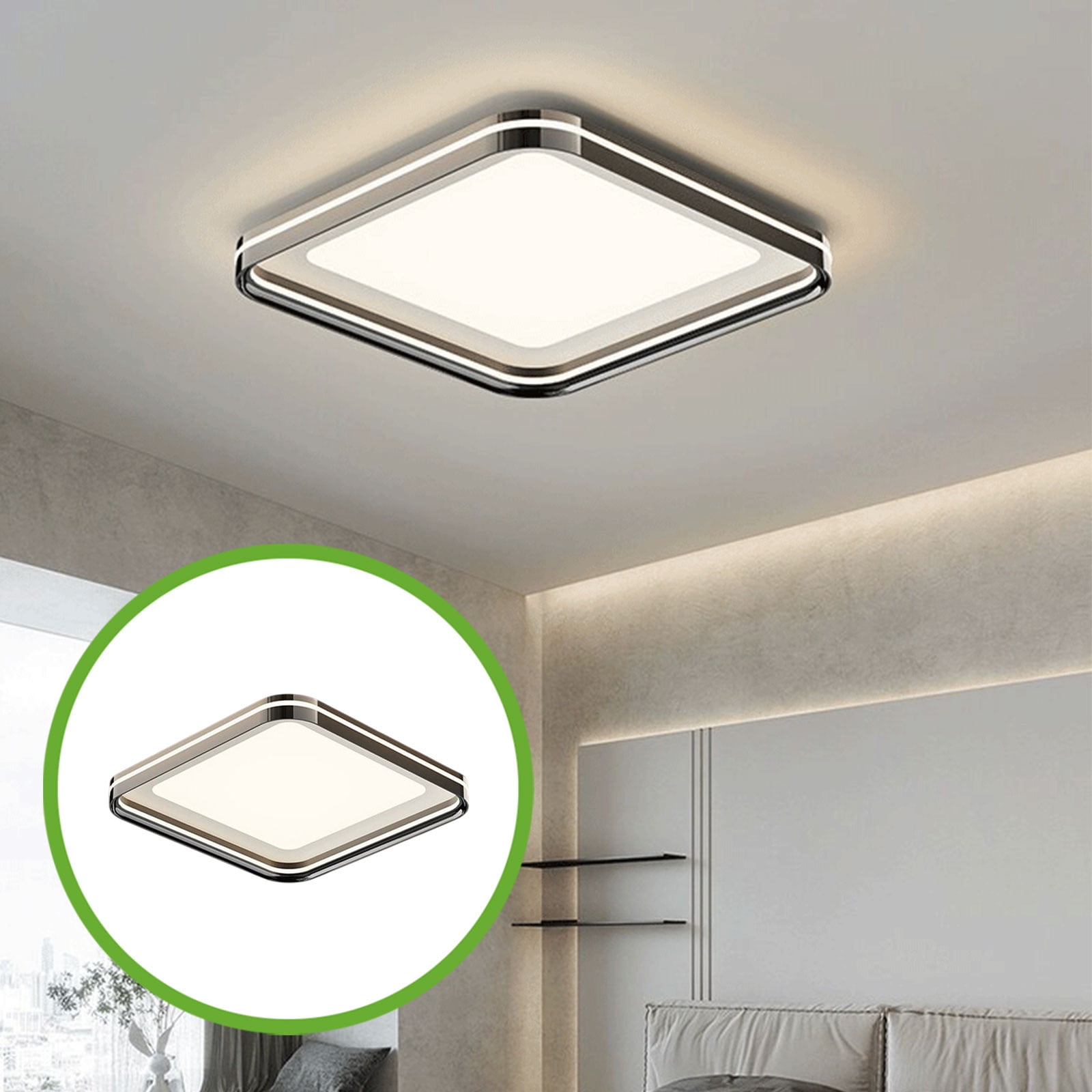 AUHomi Metal Square White LED Ceiling Lights Fixtures,Slim, Edge Lit ...