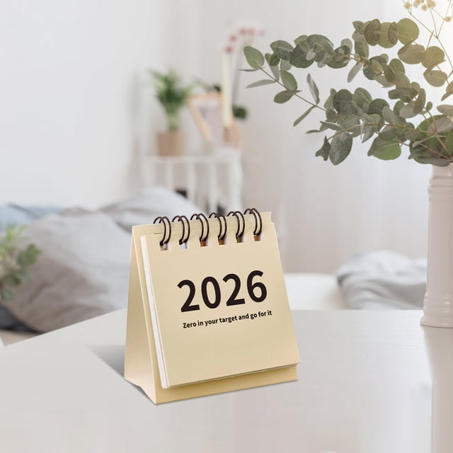 AUHomi Mini Desk Calendar, 4PCS 2026 Standing Flip Desktop Calendar ...
