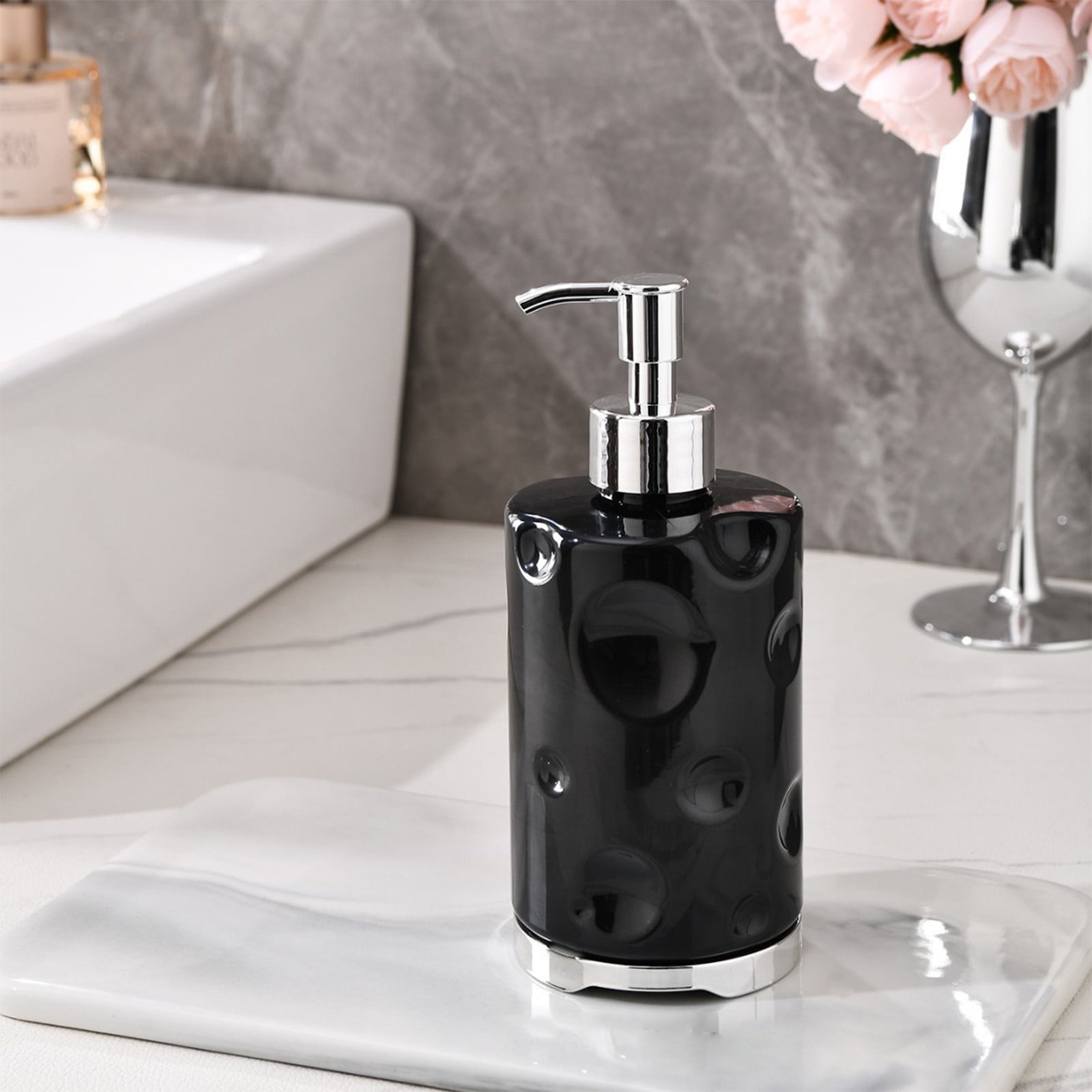 AUHomi Modern Hand Soap Dispenser, Plastic Liquid Pump Bottles, 14.2 Oz Refillable Soap ...