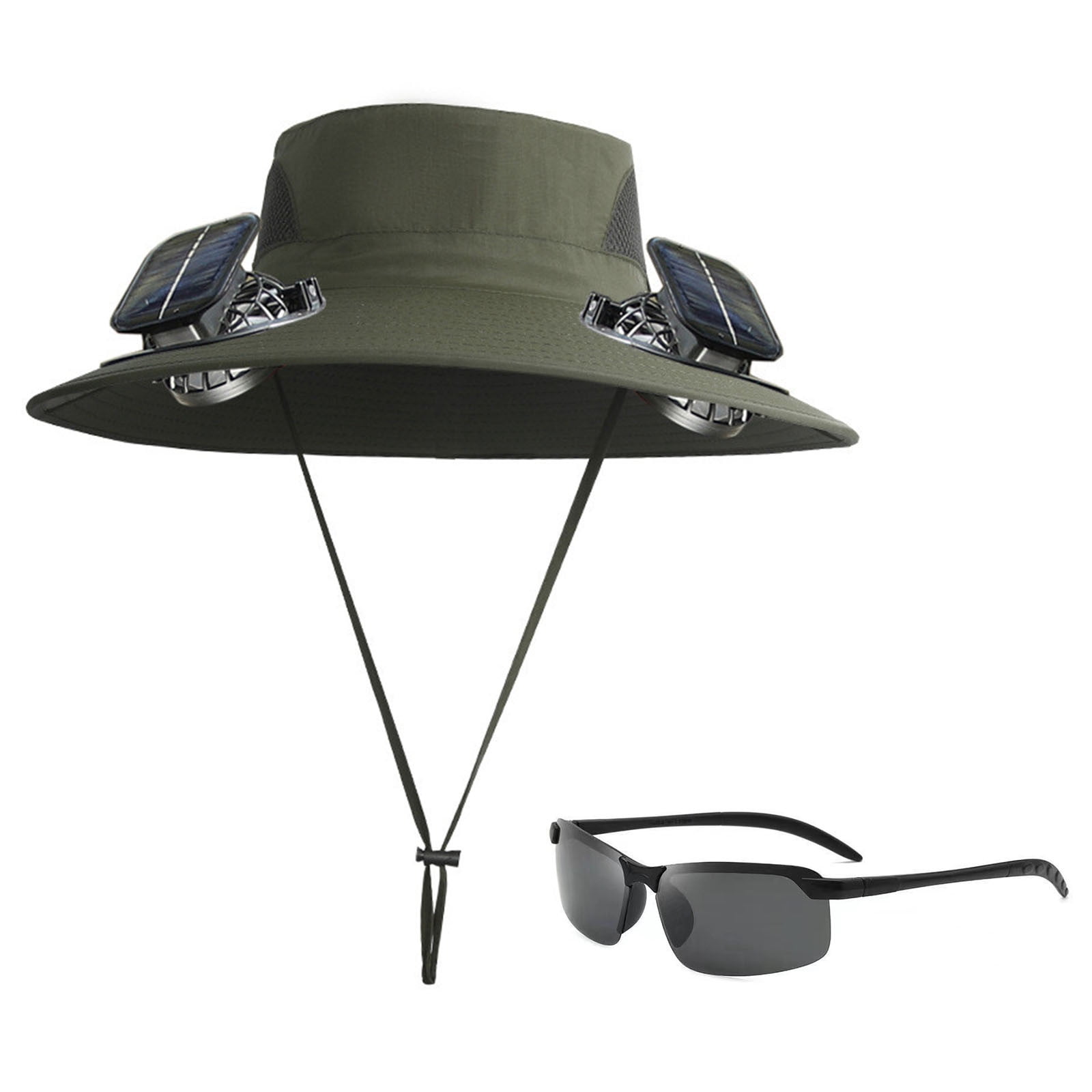 AUHomi Outdoor Wide Brim Sun Hat with Solar Fan & Sunglasses, Men 3 ...