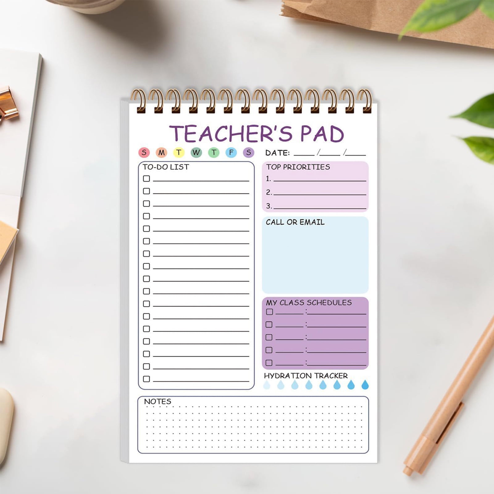 AUHomi Portable Teacher Notepad, Teacher To Do List Notepad, Spiral ...