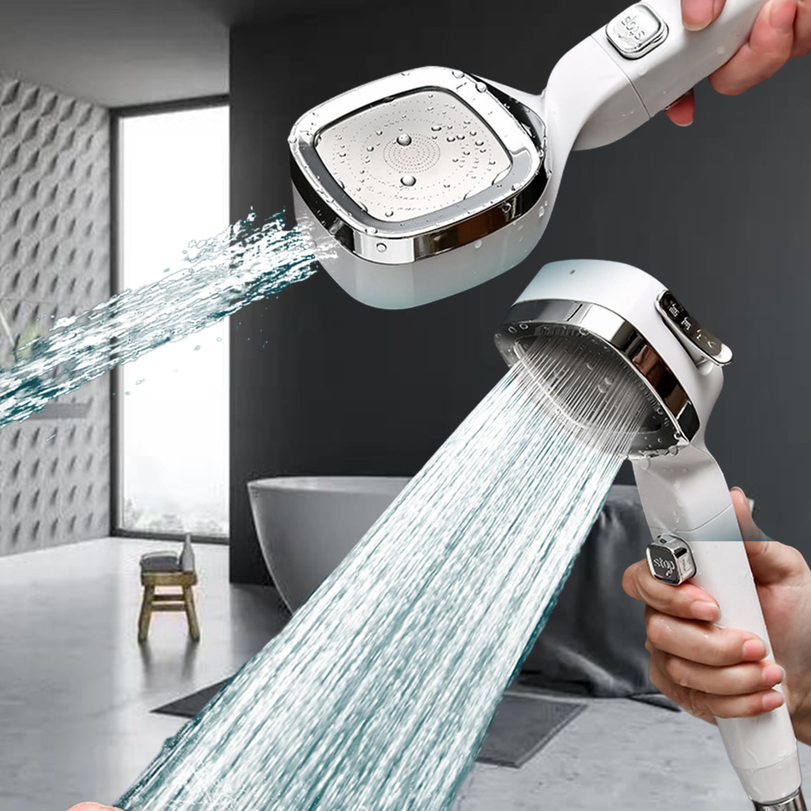 AUHomi Shower Head With Overhead Spray Function, 4 Spray Modes High ...