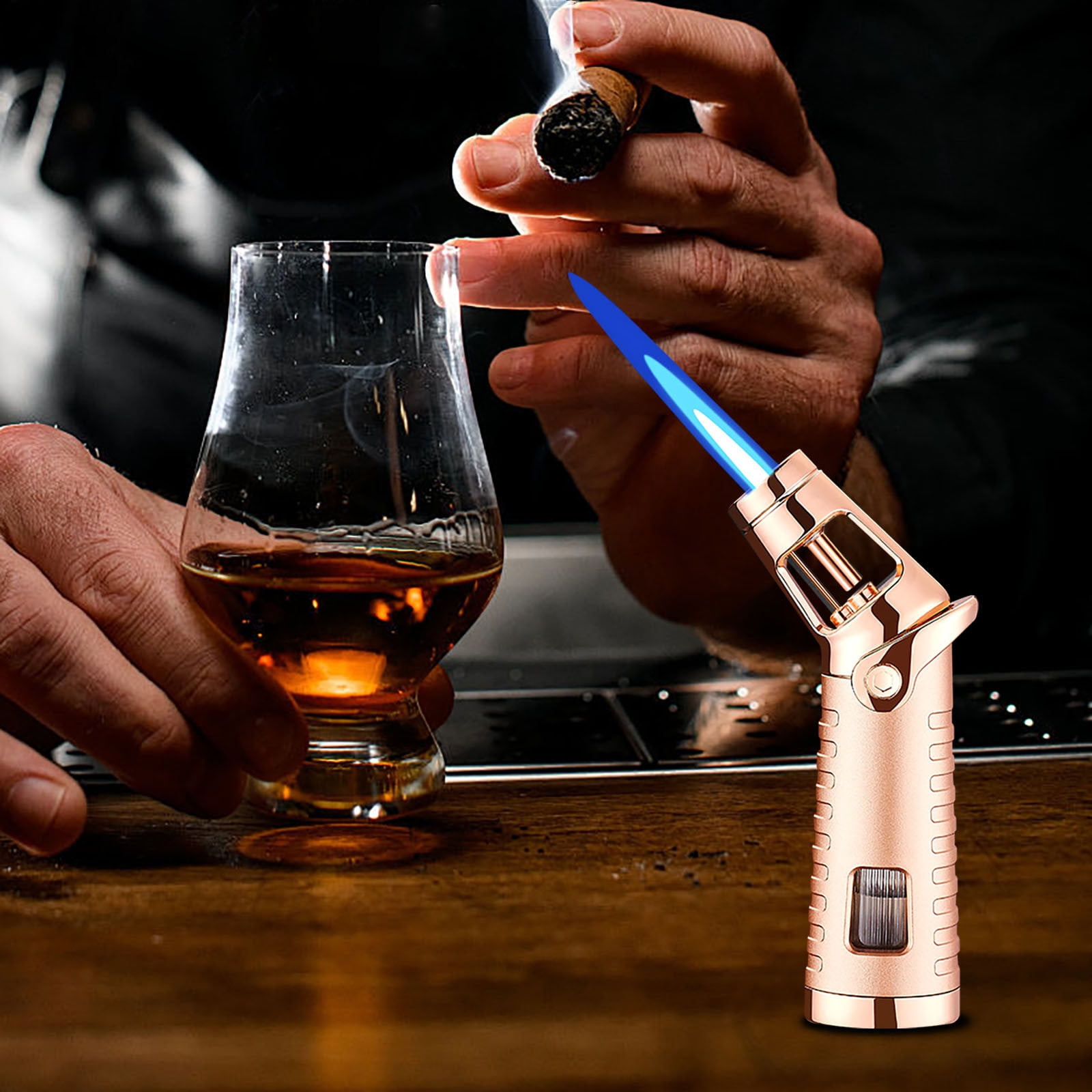 AUHomi Windproof Direct-into-Blue Flame Lighter, Push-to-Ignite ...