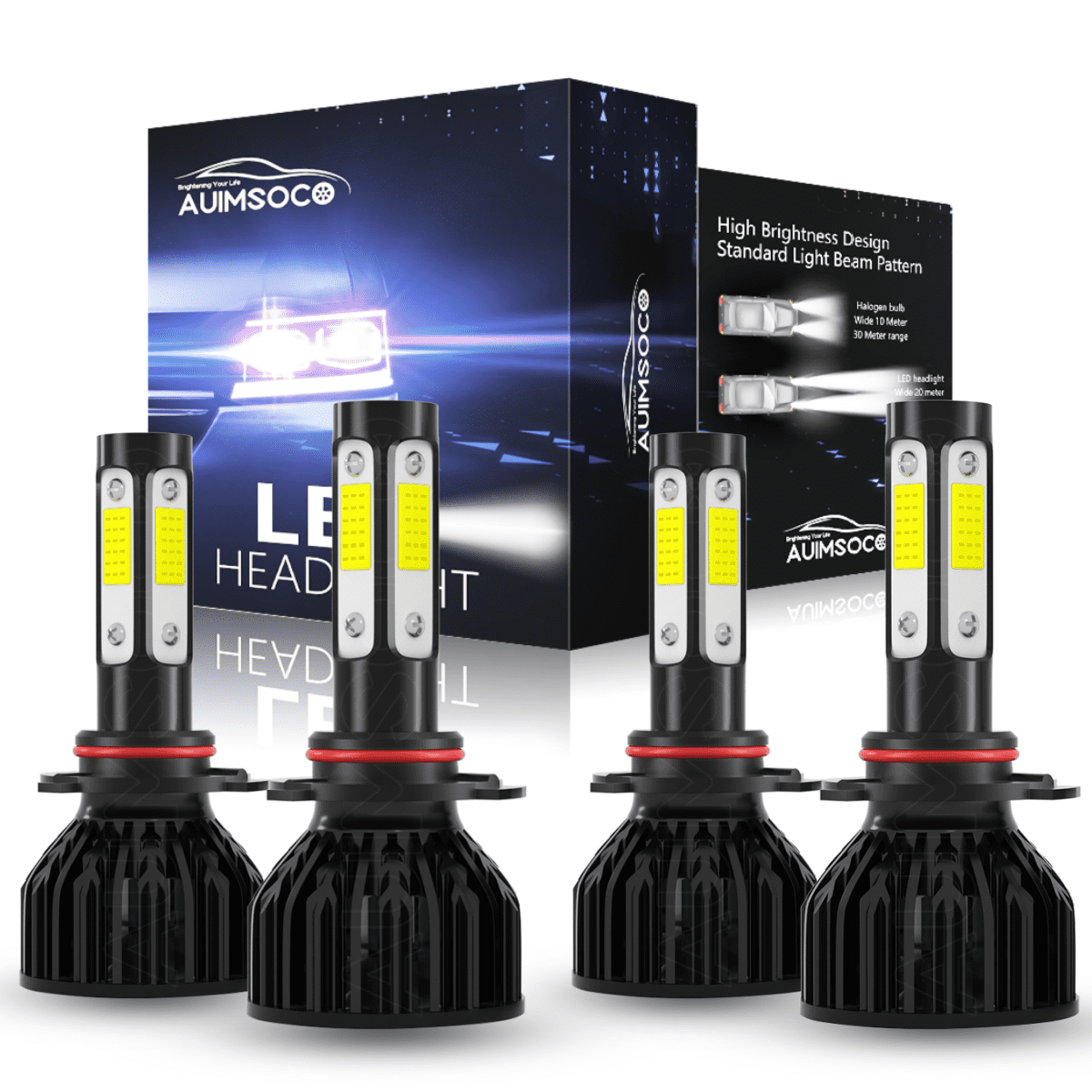 AUIMSOCO 9005 9006 LED Headlight Kit, 300% Brighter Super Bright 6500K ...