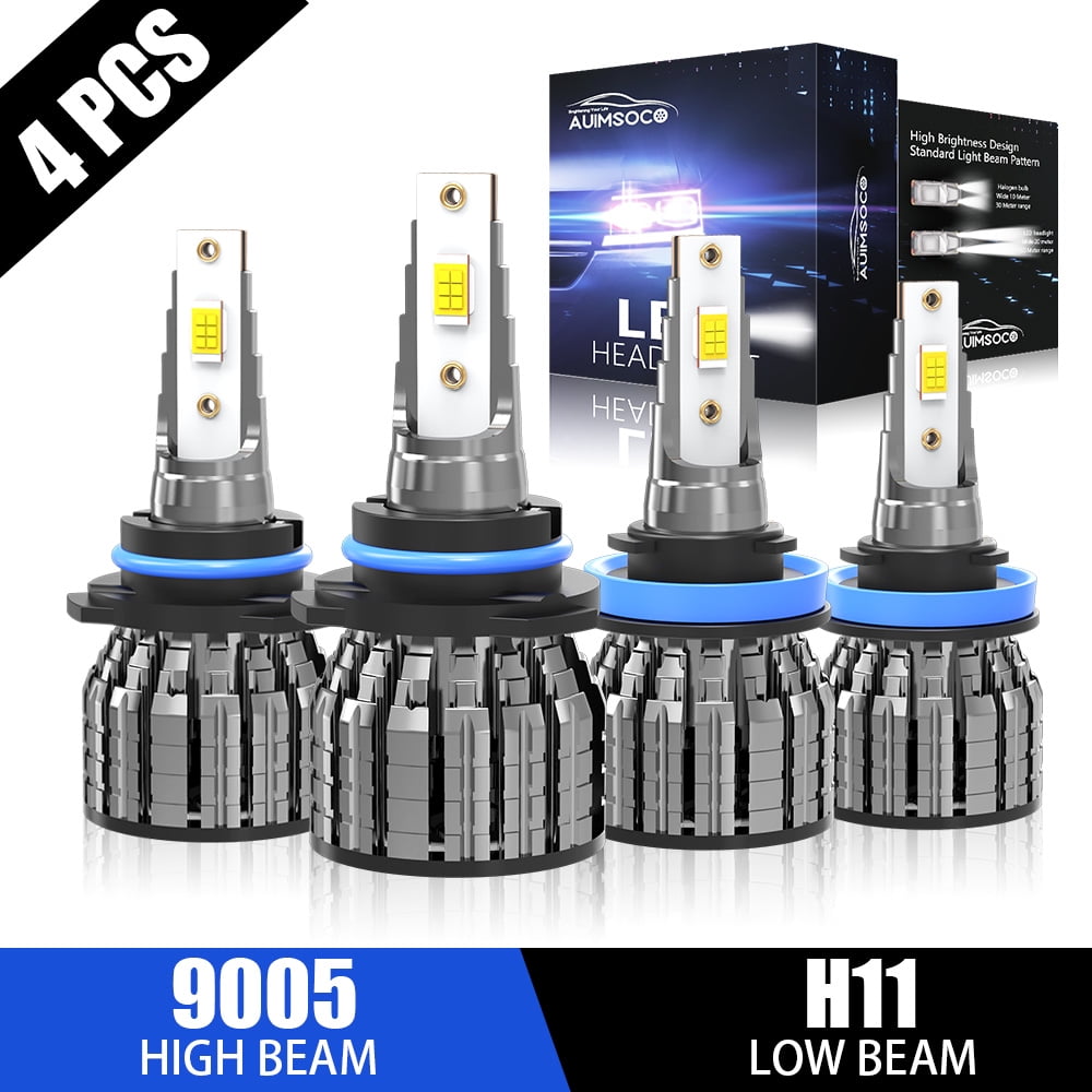AUIMSOCO 9005+H11 LED Headlight 4-Pack Combo High Low Bulbs Kits Bright White Bulbs 6000k 8000 ...