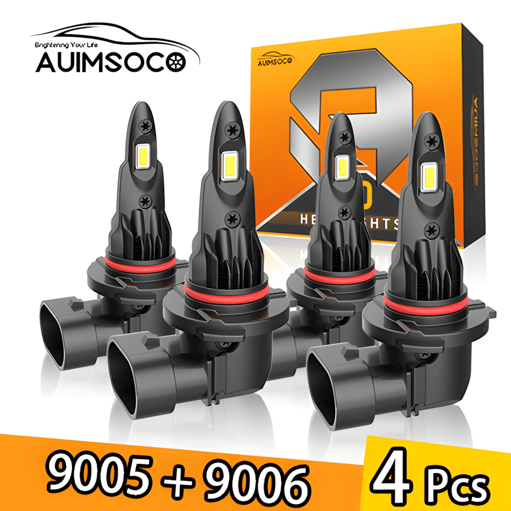 AUIMSOCO LED Headlight Combo 9005 9006 Pack of 4 Hi/Lo Bulbs Lights 6000k 8000 Lumens Kit Super ...