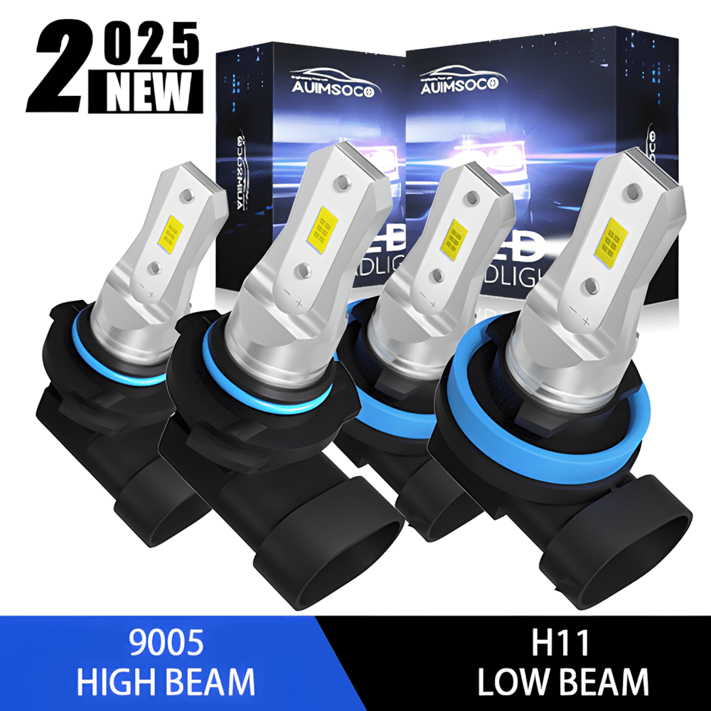 AUIMSOCO Led Headlight 4x 9005 H11 Combo Hi/Lo Beam Bulbs Super White Kits 8000LM 6000k For Ford ...