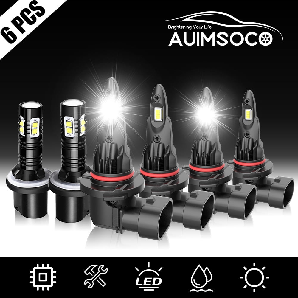 AUIMSOCO Led Headlights Hi-Lo Beam Fog Lights Combo 9005+9006+880 Pack of 6 Super Bright White ...