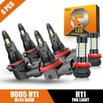 AUIMSOCO Led Headlights High Low+Fog Lights Combo 9005/HB3 H11 H11 6x Lights Kit Cool White ...
