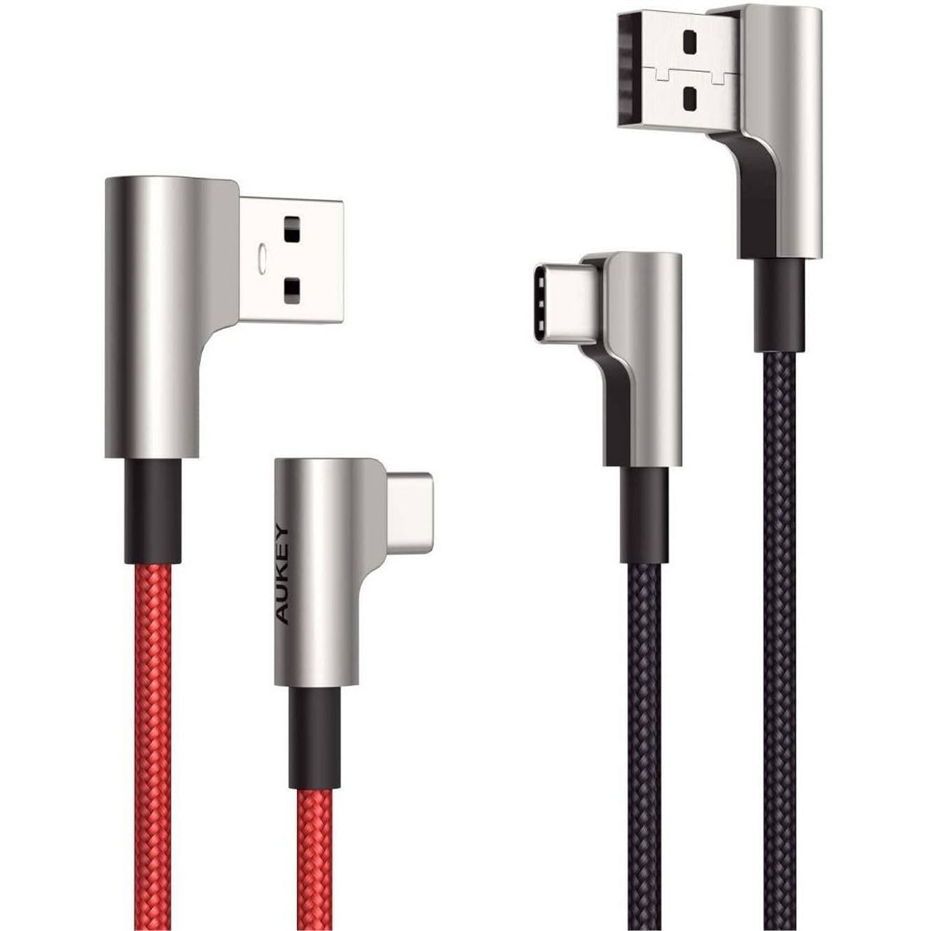 AUKEY 6.6ft USB-A to USB-C Right Angle Fast Charging Cables (2-Pack ...