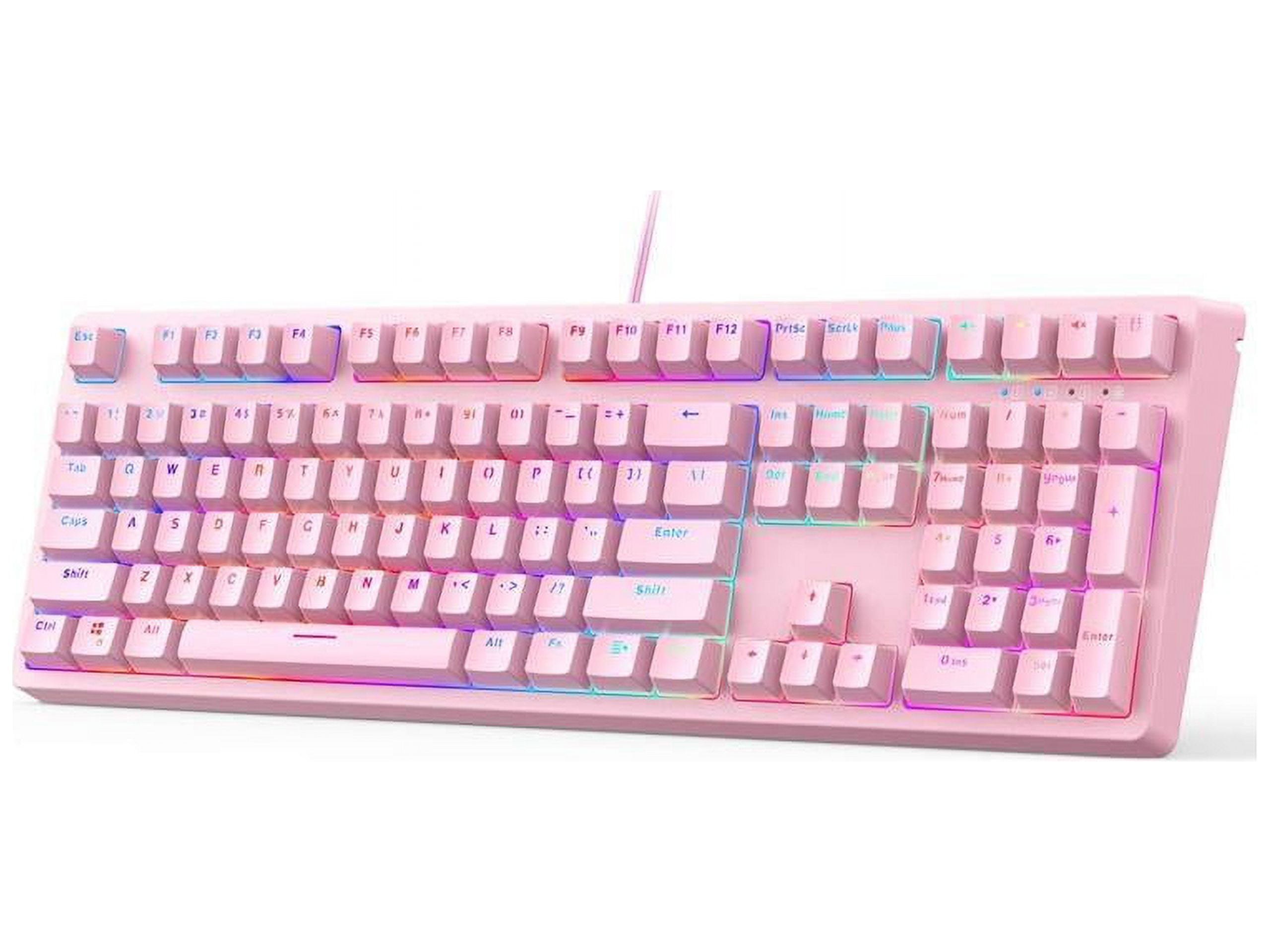 AUKEY Mechanical Gaming Keyboard, Pink KM-G15, RGB Backlight, Anti ...