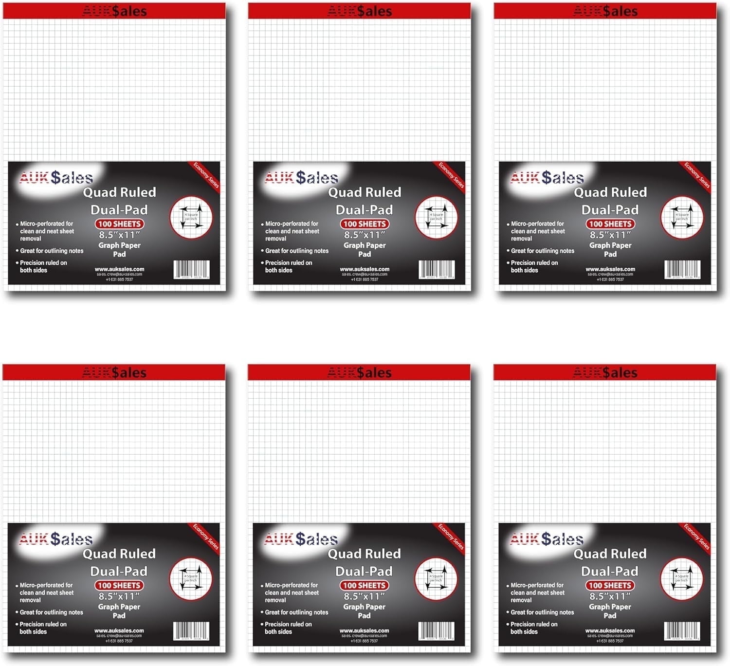 Grid Paper Pad 8.5 x 11 Inches – Graph Paper Pad 4x4, Grid Notepad, 6 ...