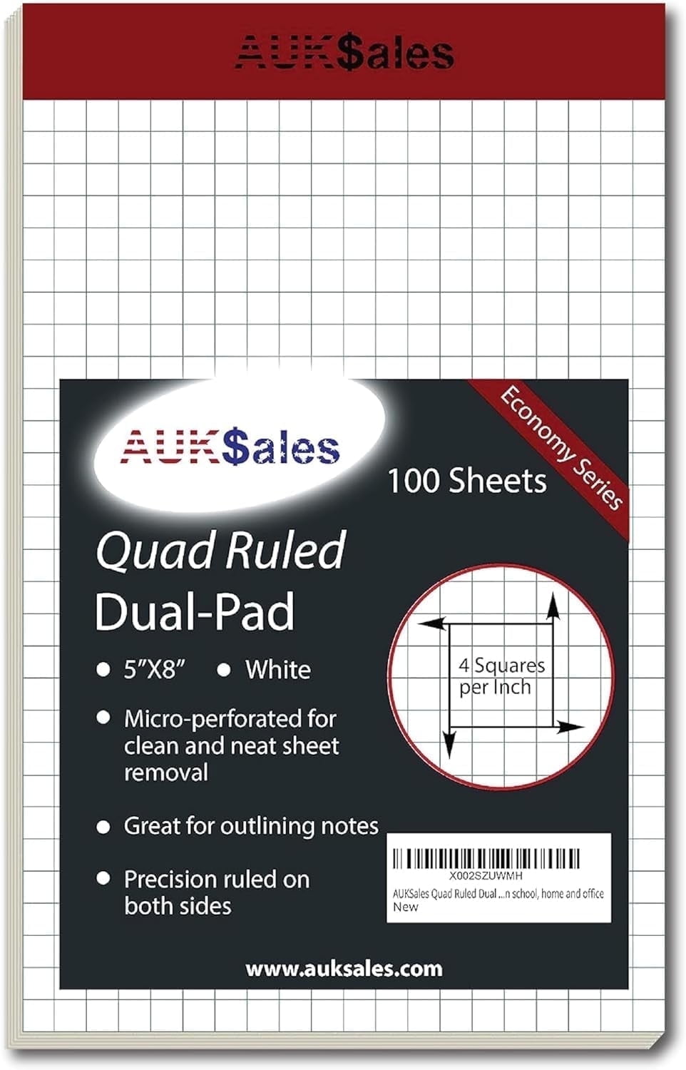 Grid Paper Pad 5x8 Inches – Graph Paper Pad 4x4, Grid Notepad, 1 Pack ...