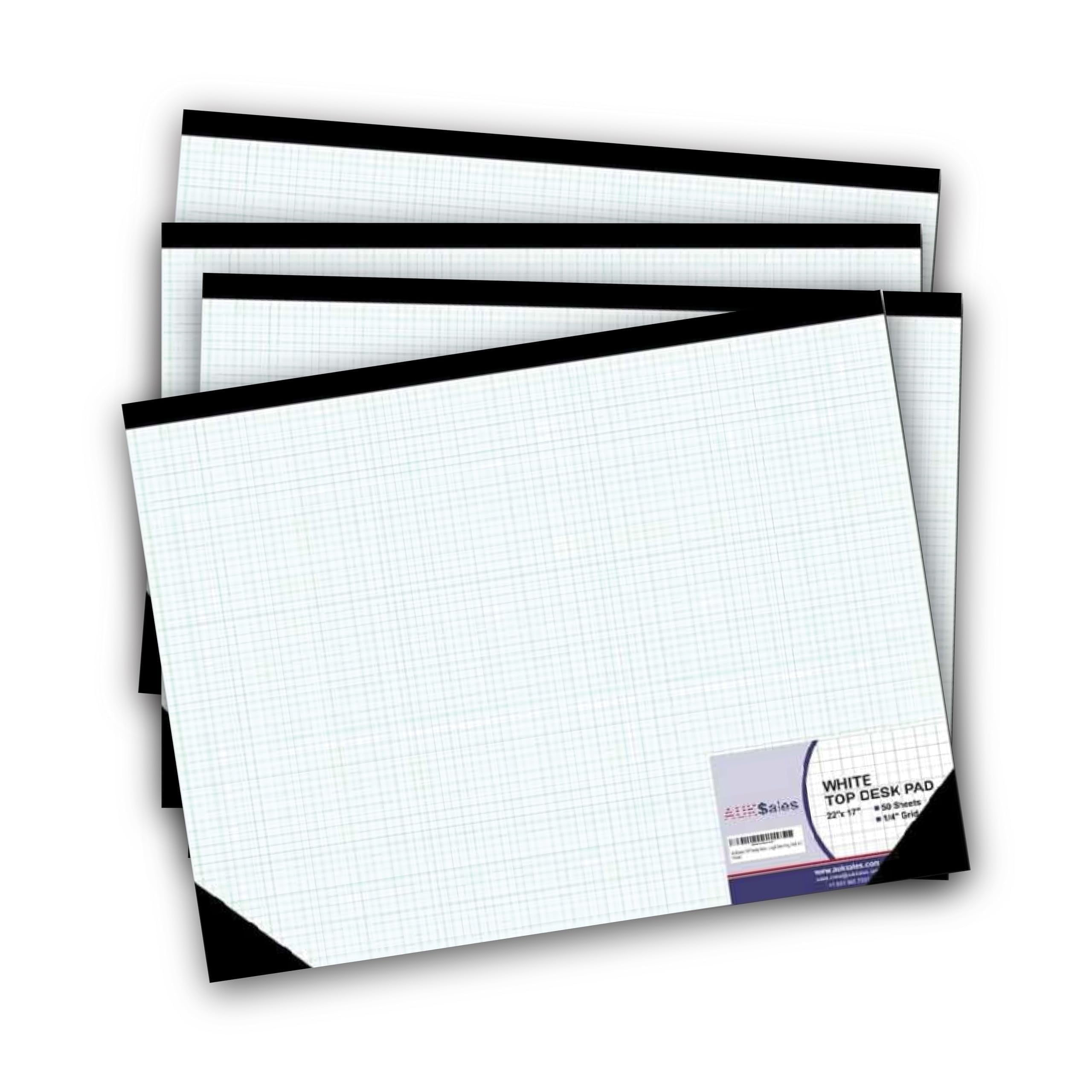 AUKSales Sturdy Graph Desk Pad 4-Pack, 22x17, 50 Sheets, Quad Grid ...