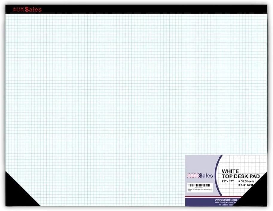 AUKSales TOP Sturdy Graph Desk Pad (Pack of 1), 22"x17", 1/4 Quad Grid ...
