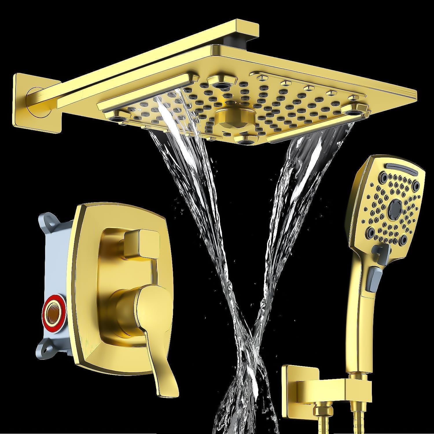 AUKTOPT Matte Black Bathroom Shower Faucet Set with Valve, Rainfall ...