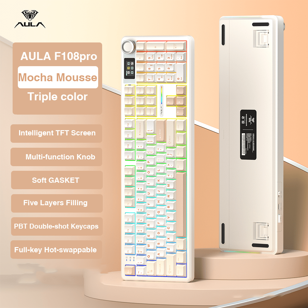 AULA F108 pro Wireless Bluetooth Keyboard Macro Gaming keyboard Gasket ...