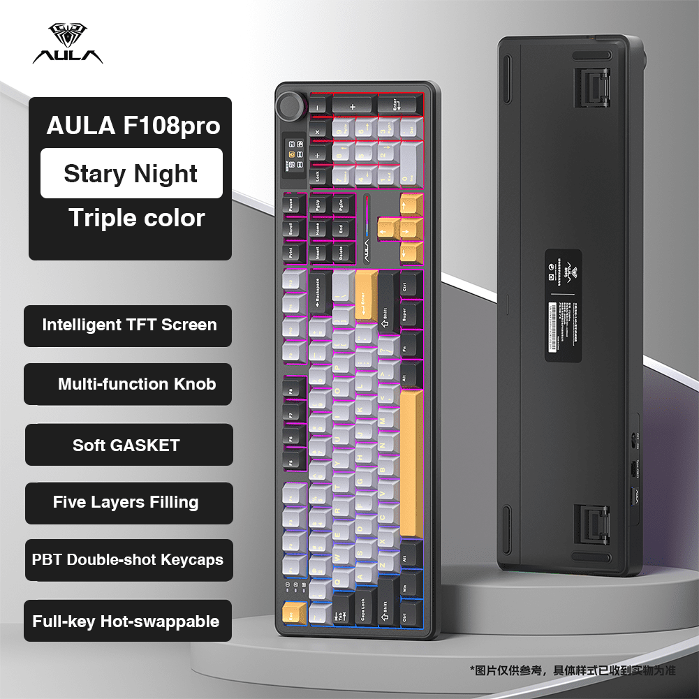 AULA F108 pro Wireless Bluetooth Keyboard Macro Gaming keyboard Gasket ...
